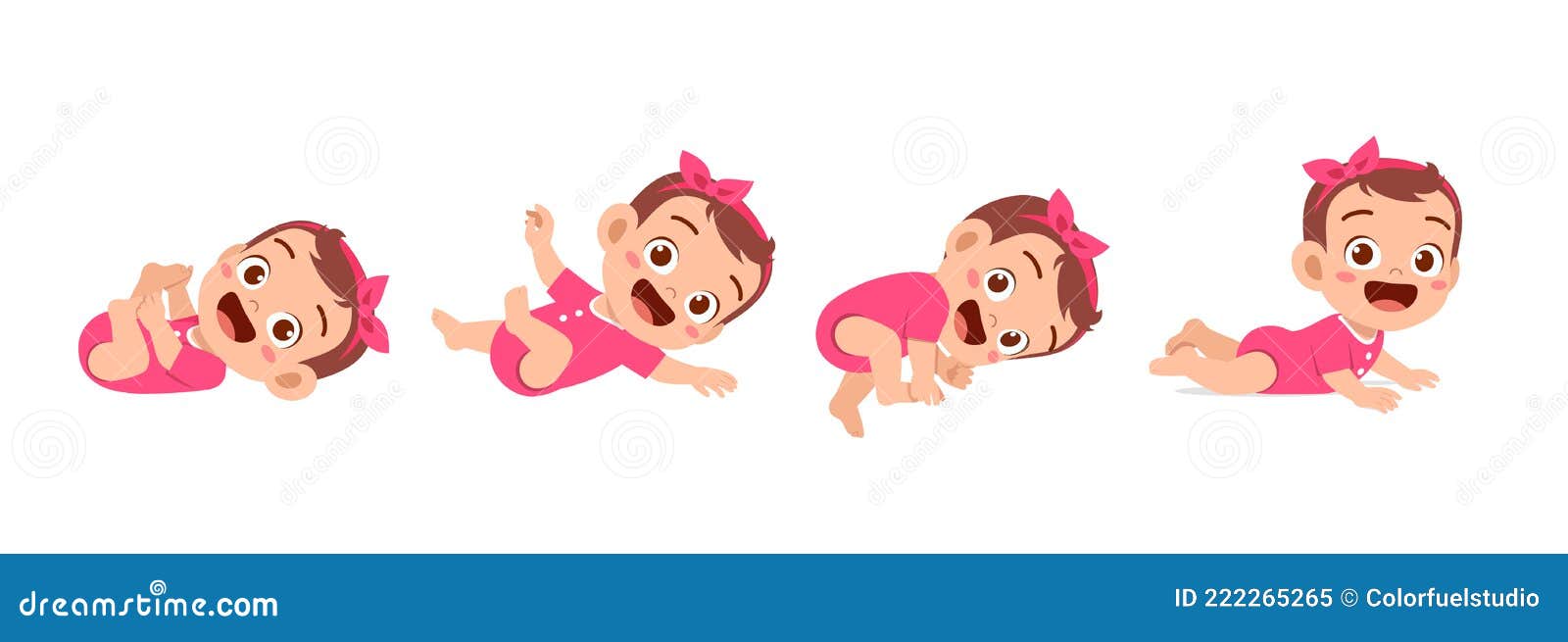 Cute Baby Girl in Growth Cycle Progress Set Stock Vector - Illustration ...