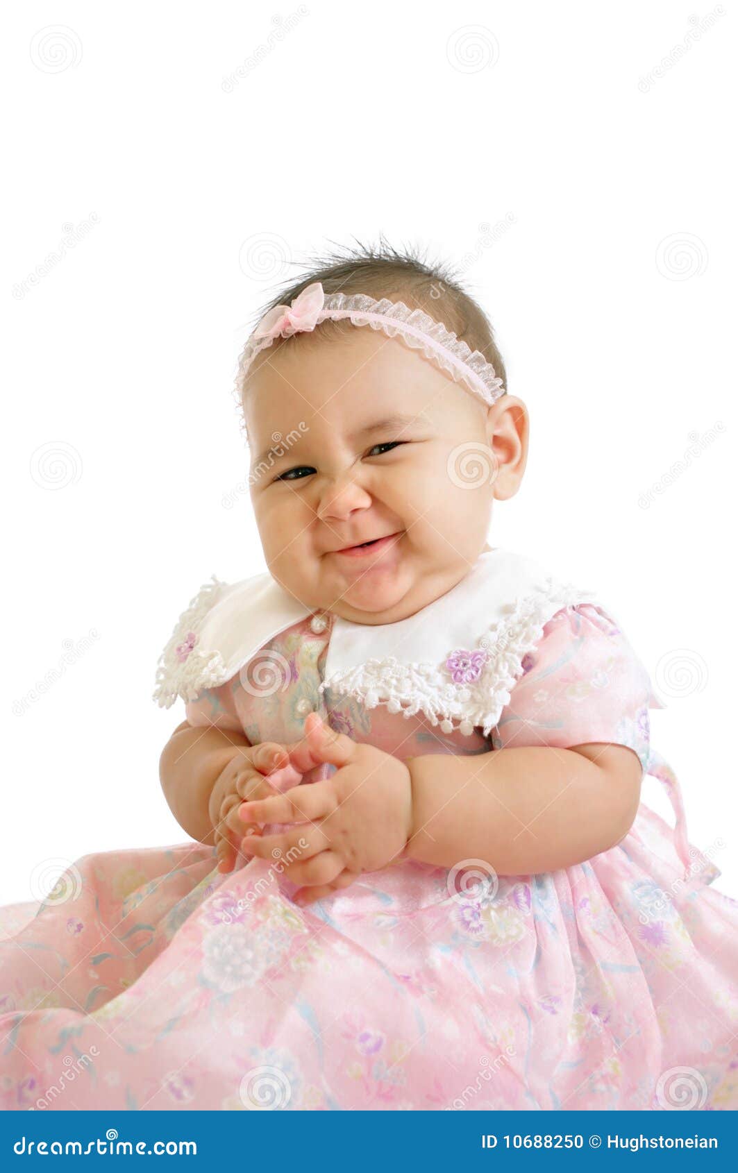 Cute baby girl in pink stock photo. Image of brown, dress - 10688250