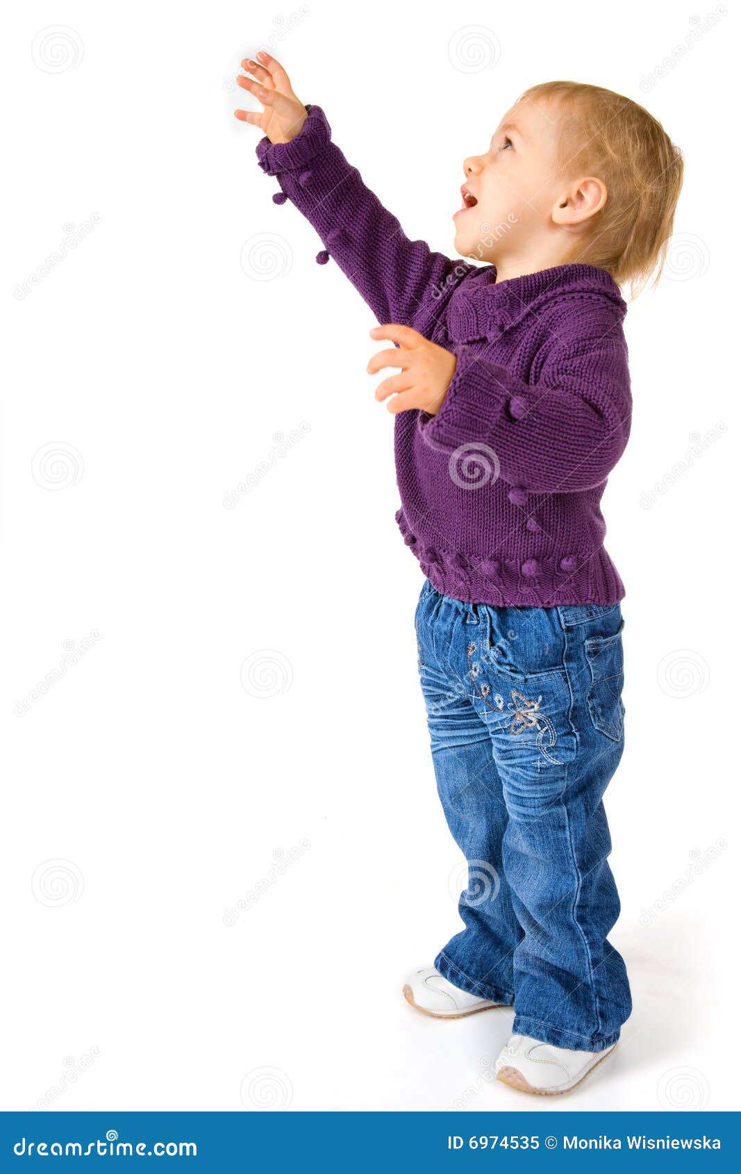 Cute Baby Girl Reaching for Something Stock Image - Image of aspiration ...