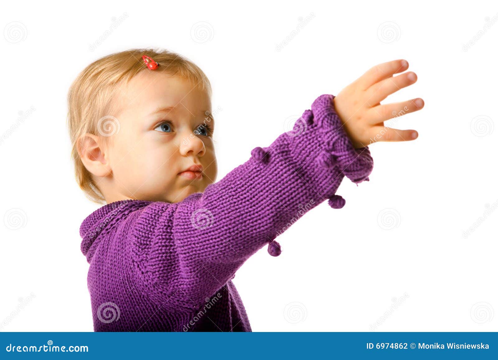 Cute Baby Girl Reaching for Something Stock Photo - Image of aspiration ...