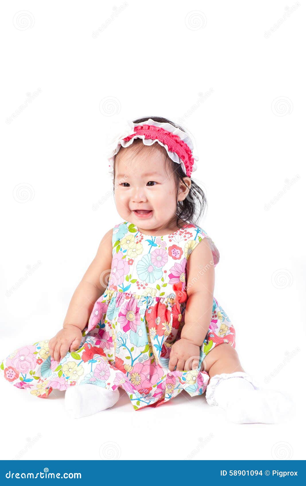 Cute Baby Girl Sitting in Studio Stock Photo - Image of mood, person ...