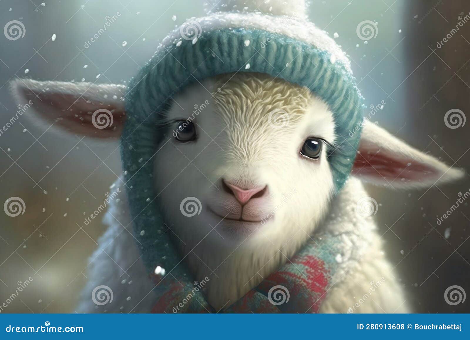 Cute Baby Goat Wearing a Hat Stock Illustration - Illustration of ...