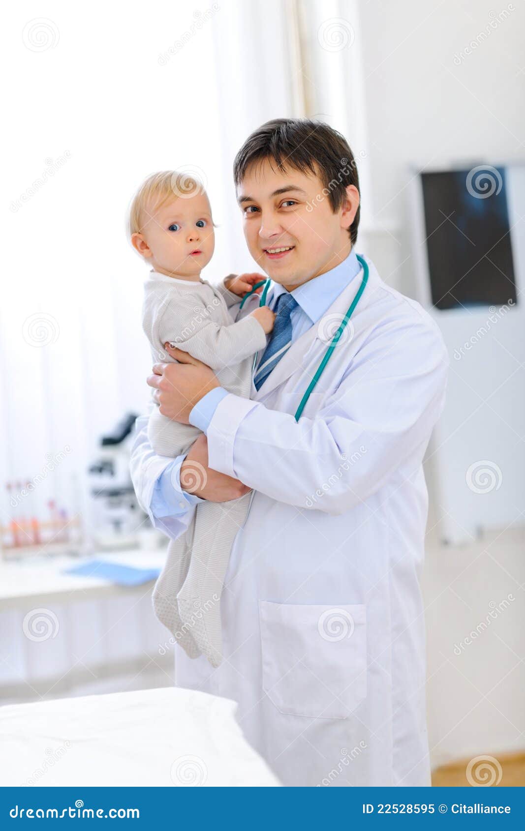 Cute Baby on Hands of Pediatrician Stock Image - Image of beautiful ...