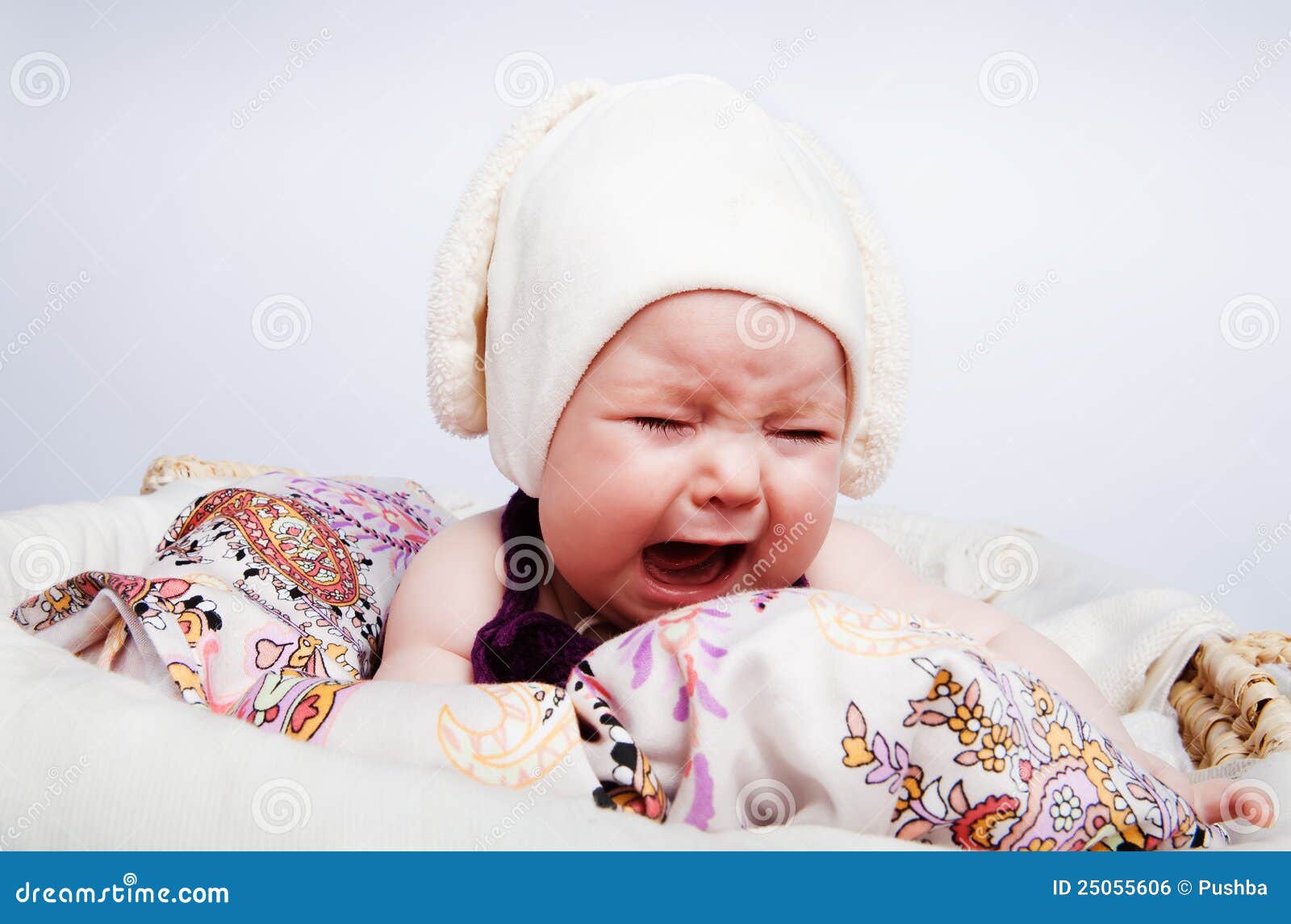 Cute Baby in the Hat Crying Out Loud Stock Photo - Image of infant ...
