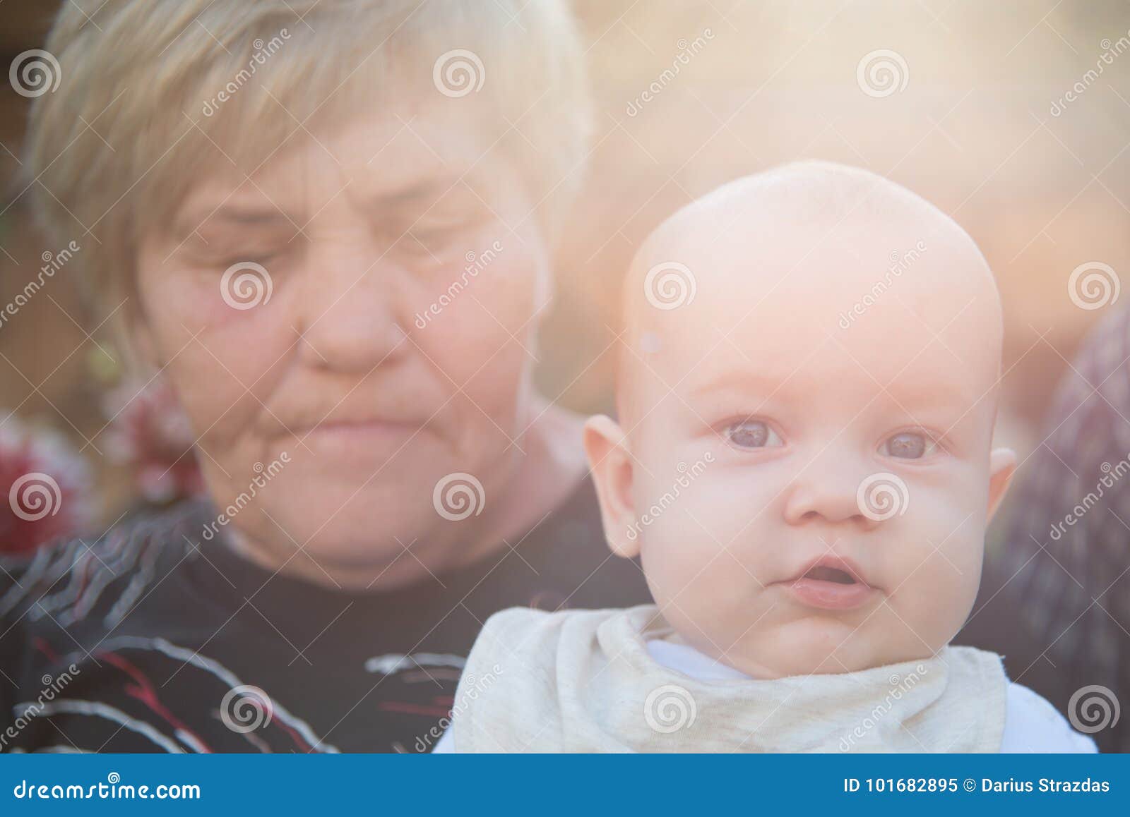 Cute baby with his granny stock image. Image of senior - 101682895