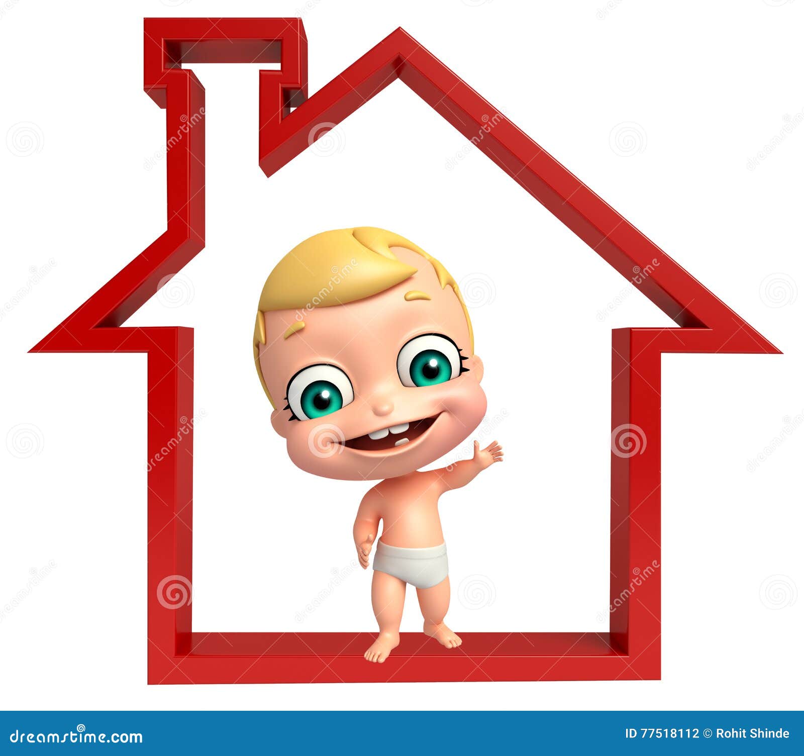 Cute baby with Home Sign stock illustration. Illustration of diaper ...