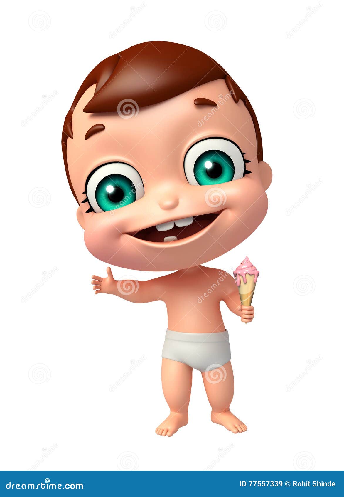 Cute baby with Ice cream stock illustration. Illustration of young ...