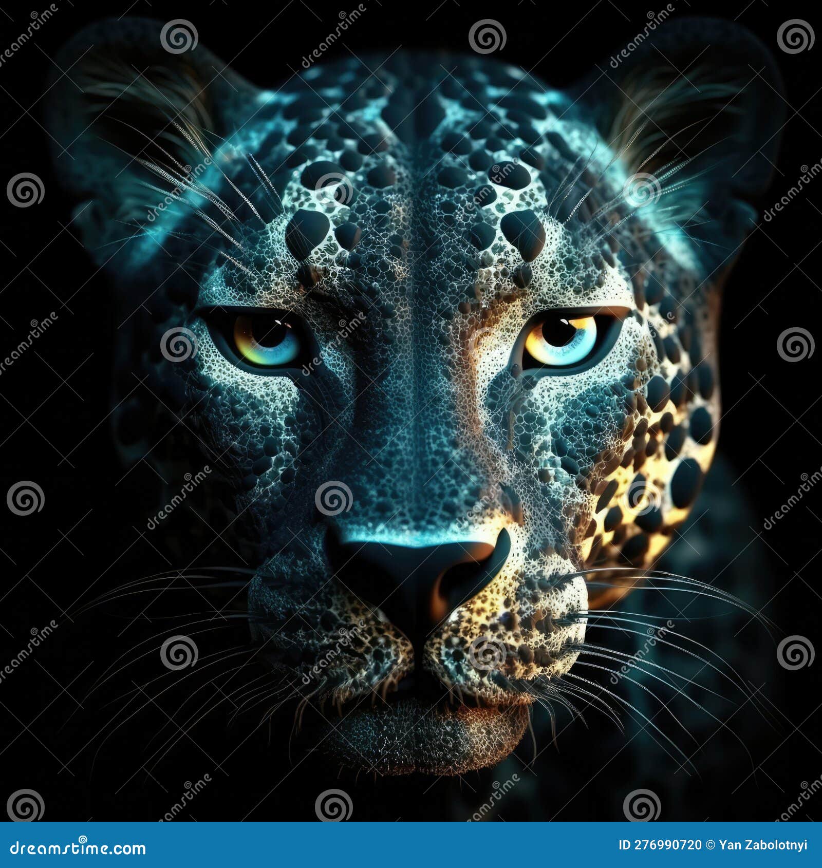 Cute Baby Jaguar Face Shape in Fire on Black Background. Generative AI ...