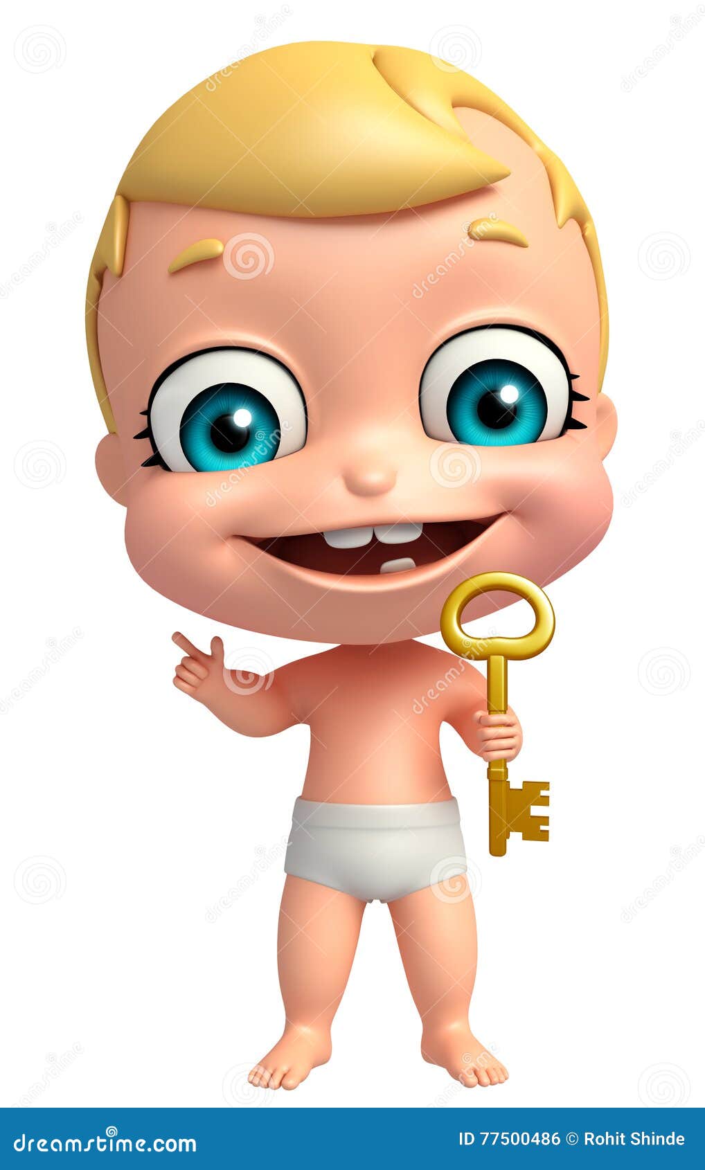 Cute baby with Key stock illustration. Illustration of playful - 77500486