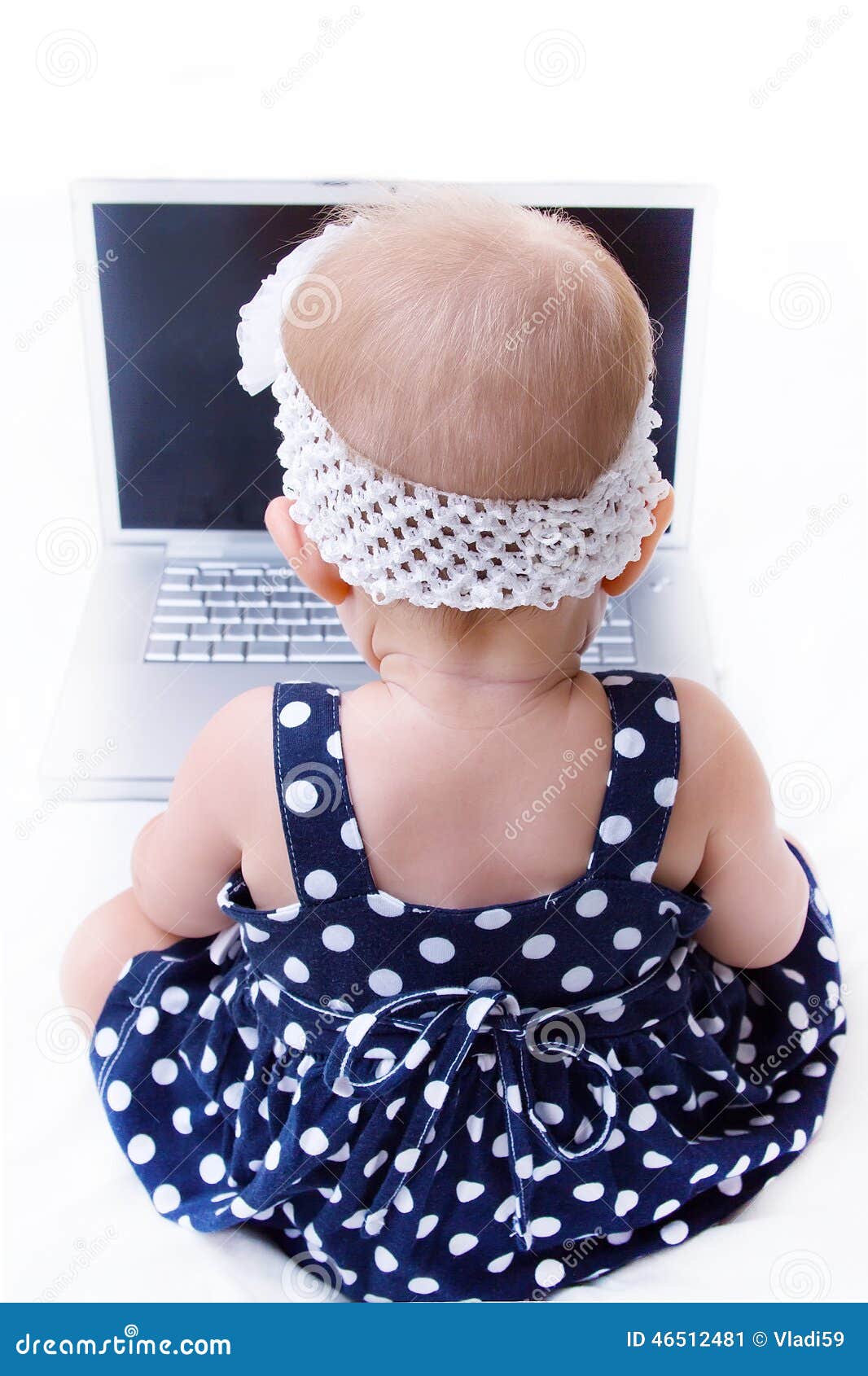 Cute baby with a laptop. stock image. Image of babies - 46512481
