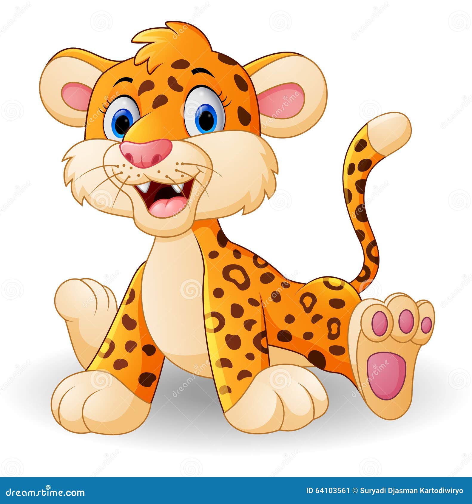 Cute baby leopard cartoon stock vector. Illustration of funny - 64103561