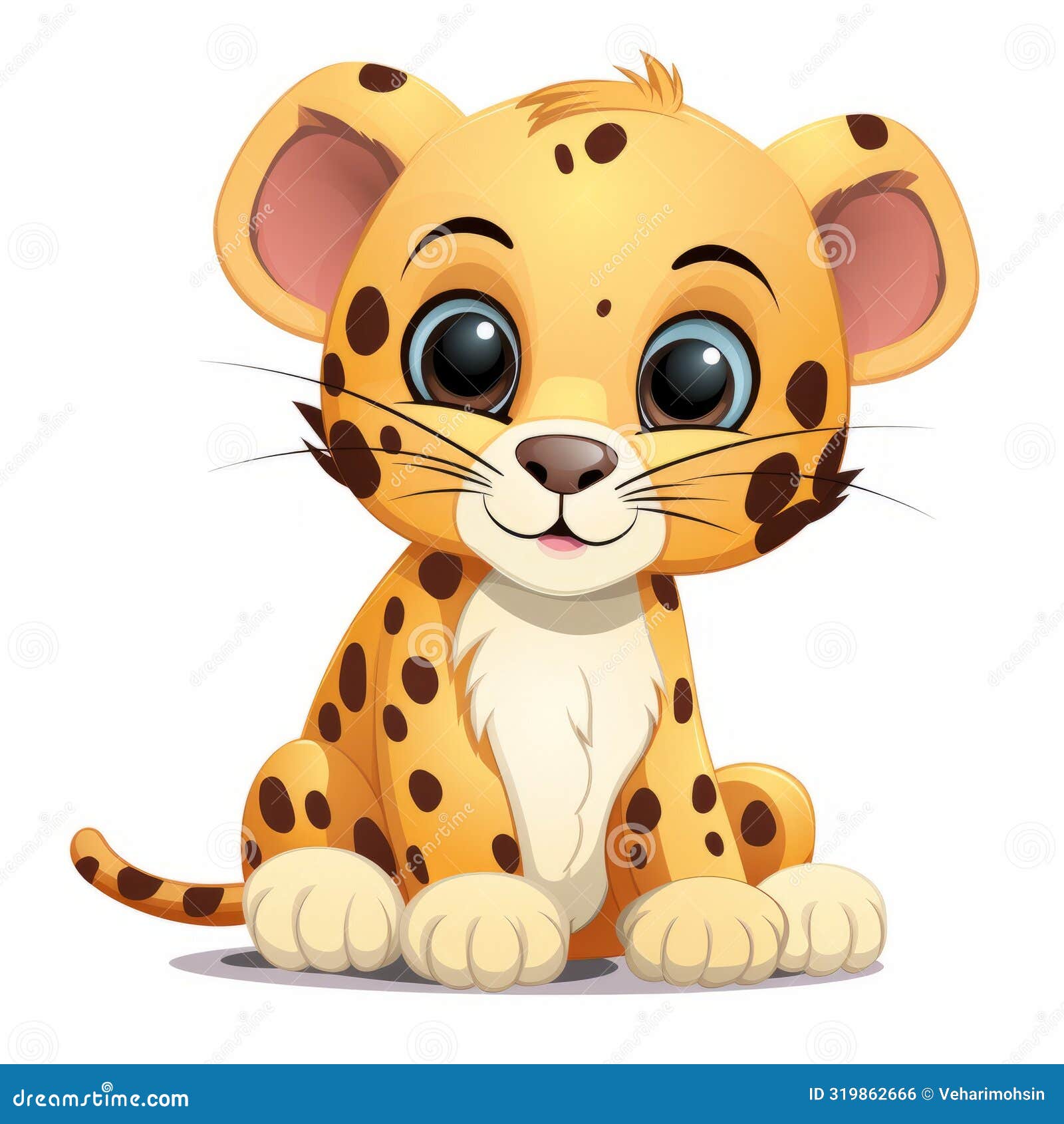 Cute Baby Leopard Cartoon Sitting, Vector Illustration Stock ...