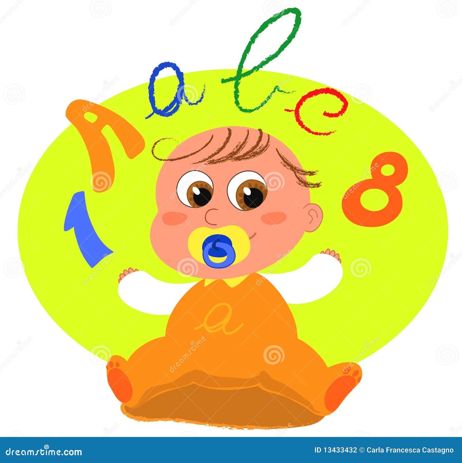 Cute baby with letters stock vector. Illustration of smiling - 13433432