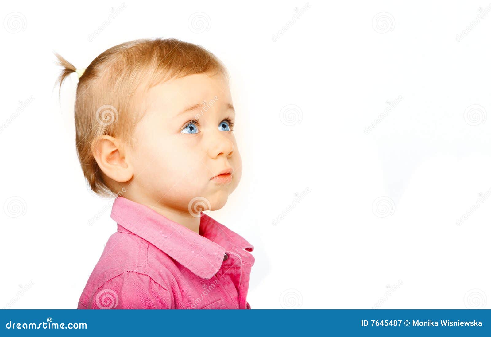 Cute baby looking upwards stock image. Image of blond - 7645487