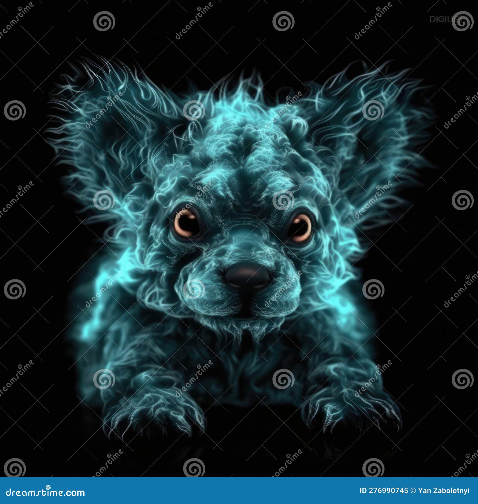 Cute Baby Lycanthrope Shape in Fire on Black Background. Generative AI ...