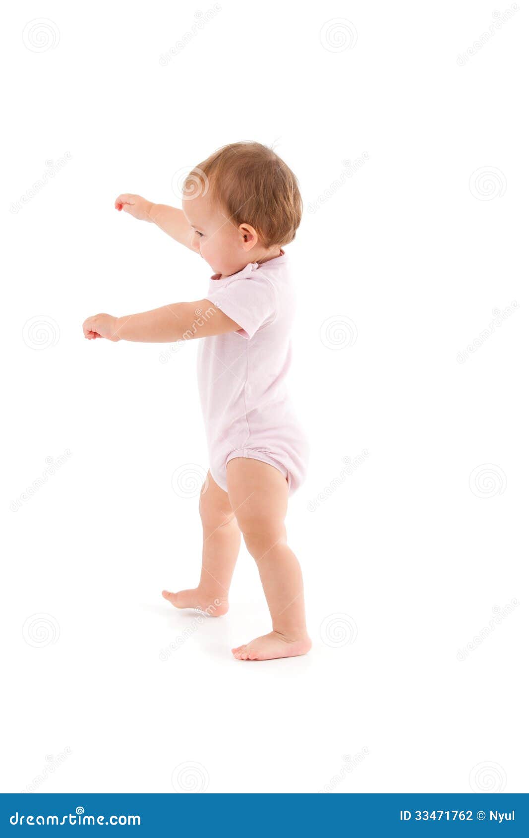 Cute Baby Making First Steps Stock Photo - Image of children, alone ...