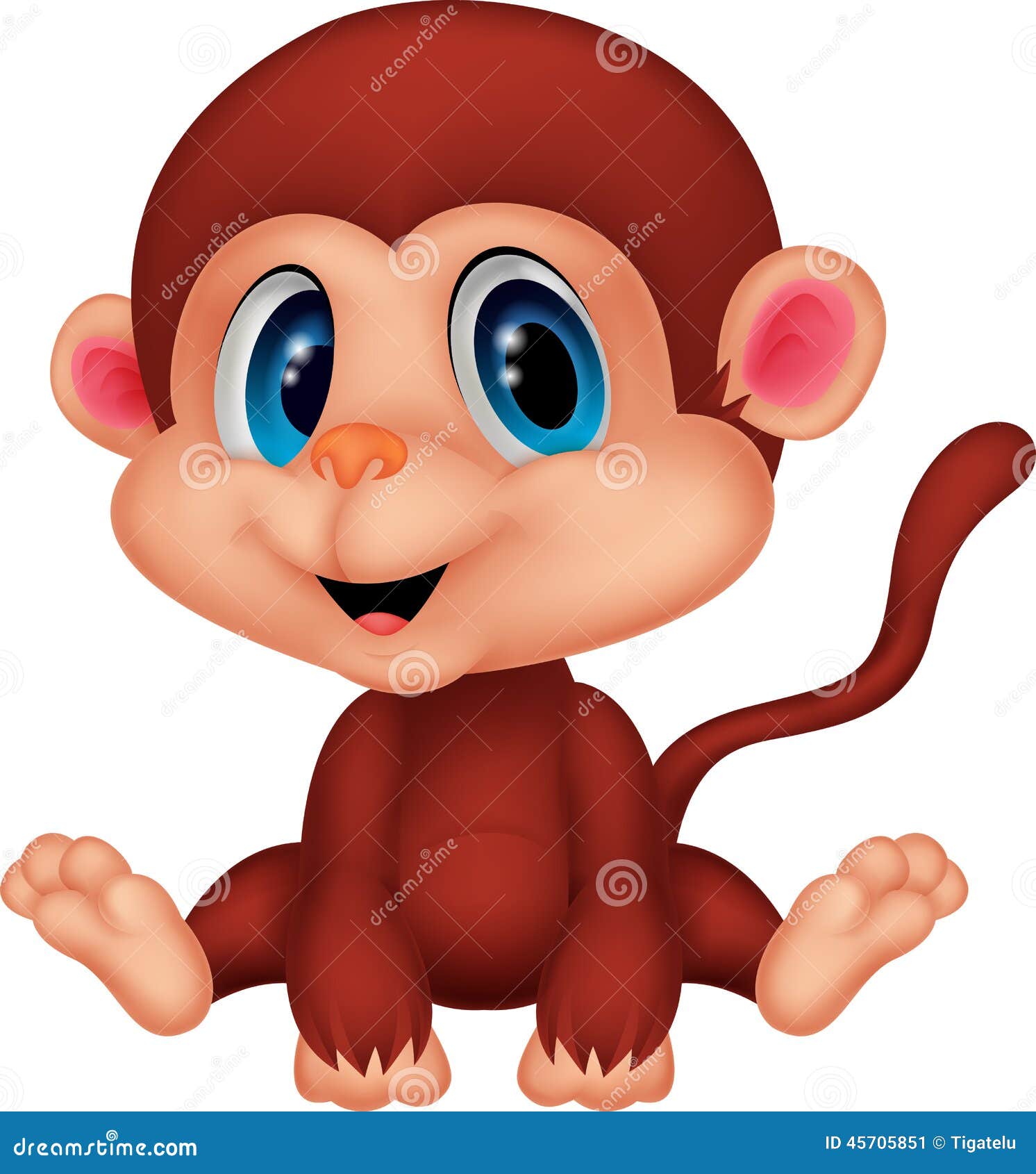 Cute baby monkey cartoon stock vector. Illustration of mammal - 45705851