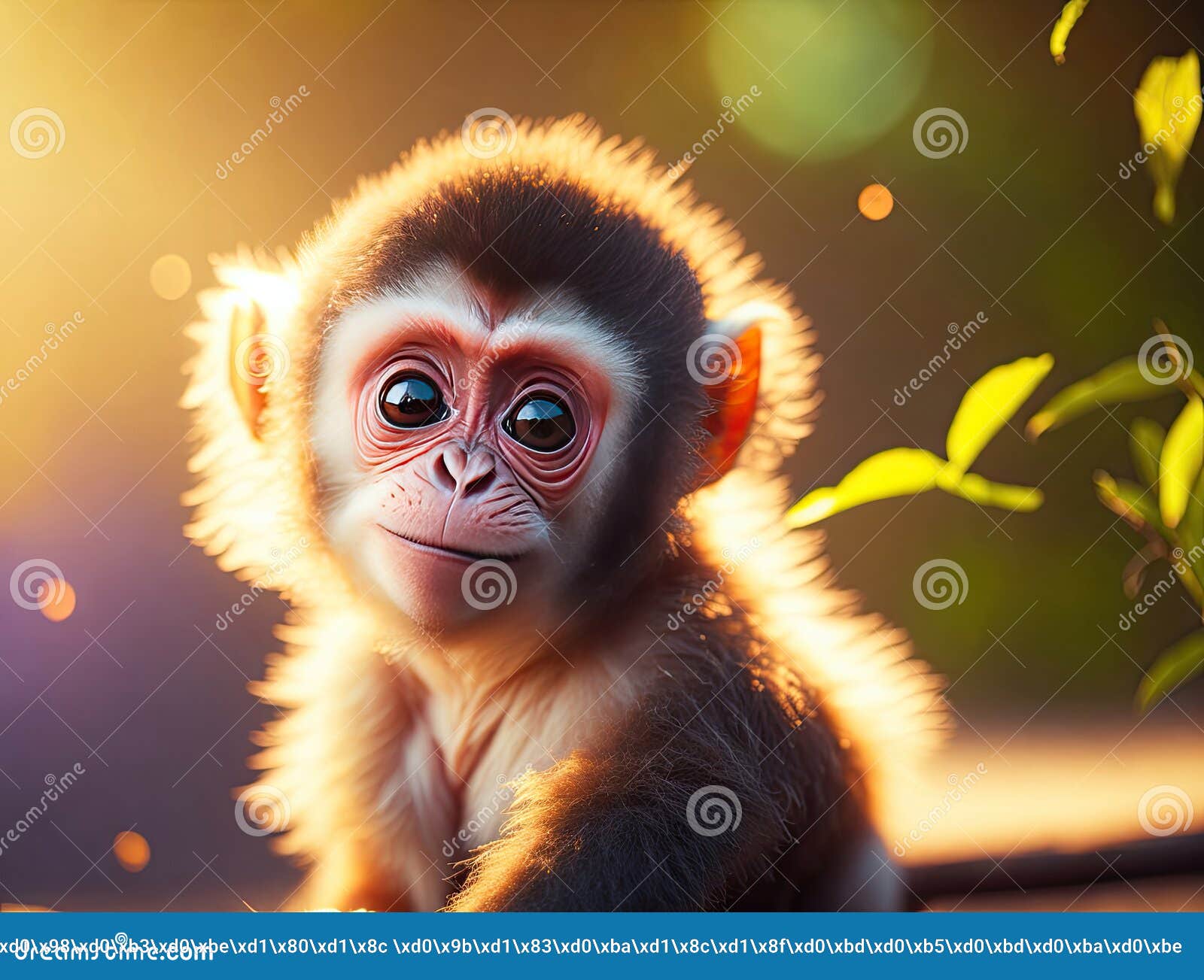 A Cute Baby Monkey Look at Camera Bright Image. Ai Generative Stock ...