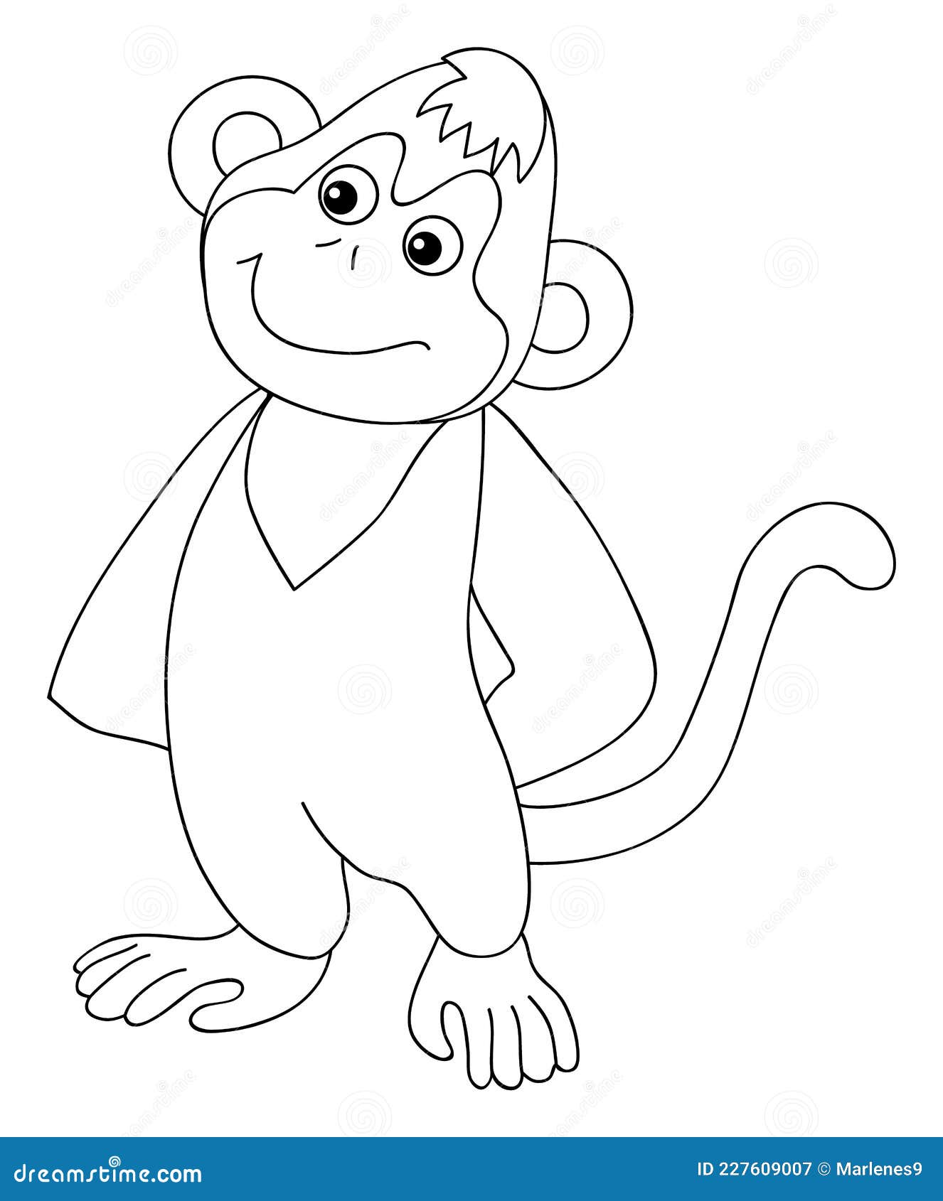 Cute Baby Monkey Standing. Colouring Monkey. Vector Baby Monkey ...