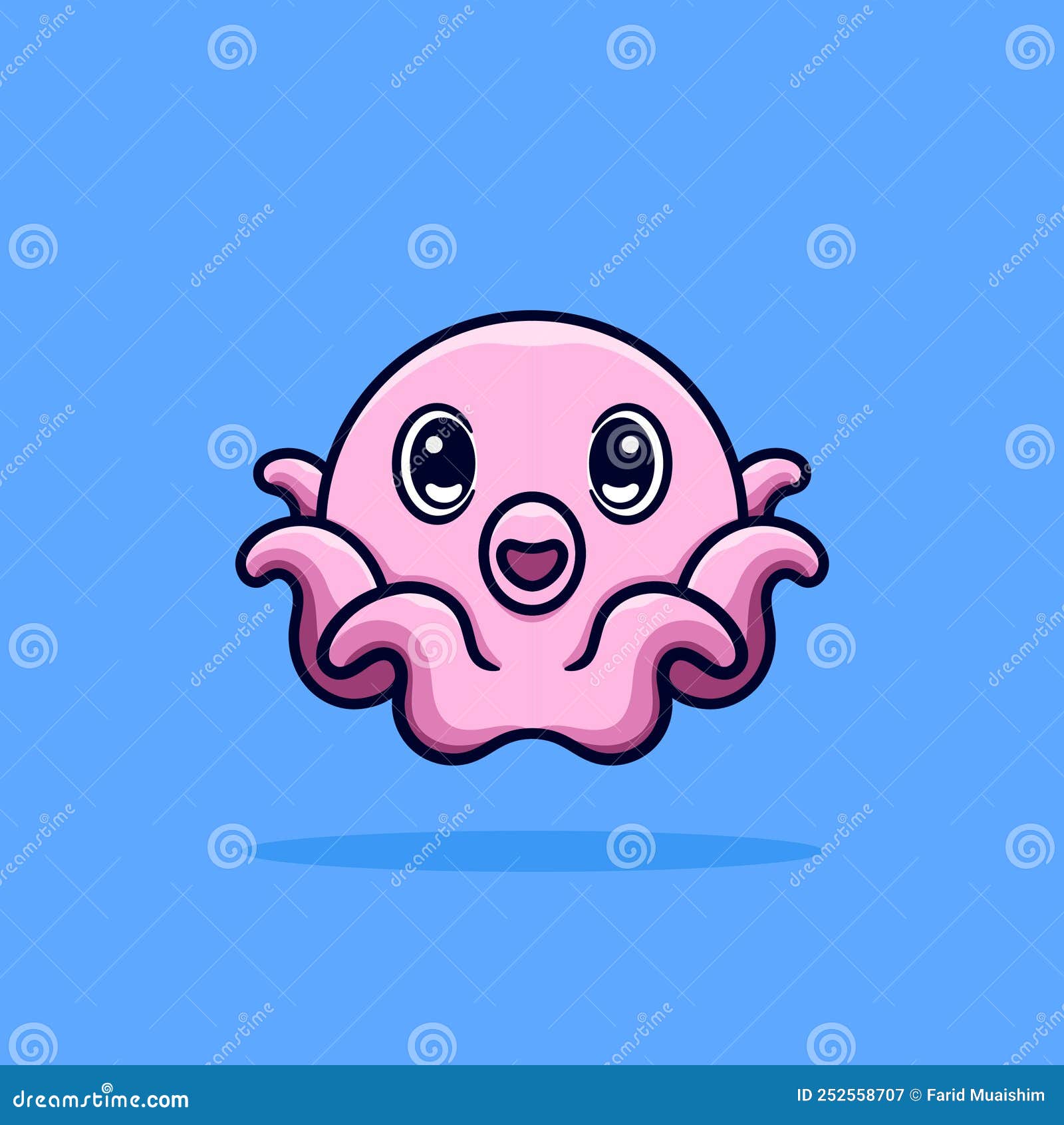 Cute baby octopus cartoon stock vector. Illustration of icon - 252558707