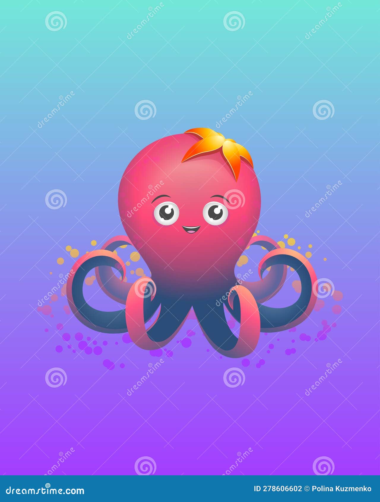 Cute Baby Octopus Character Illustration Stock Vector - Illustration of ...