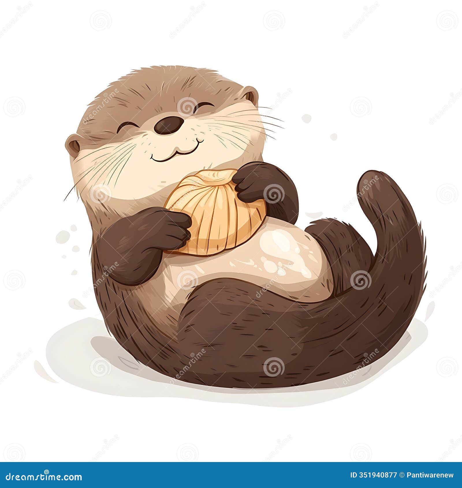Sea Otter Floating On Water With Kelp Forest Vector Illustration | CartoonDealer.com #125163322