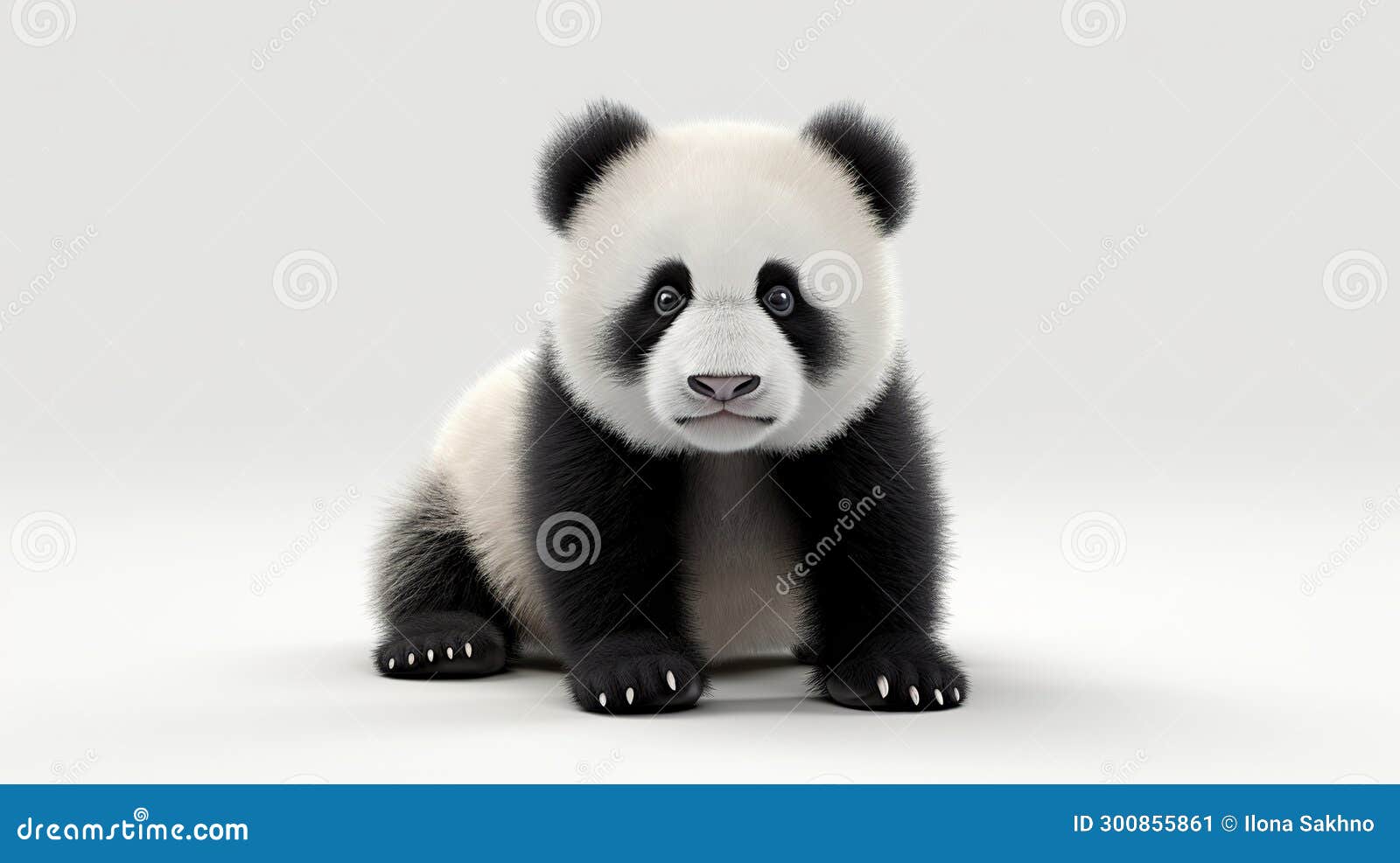 Cute Baby Panda Cub Sitting on a White Background Stock Illustration ...