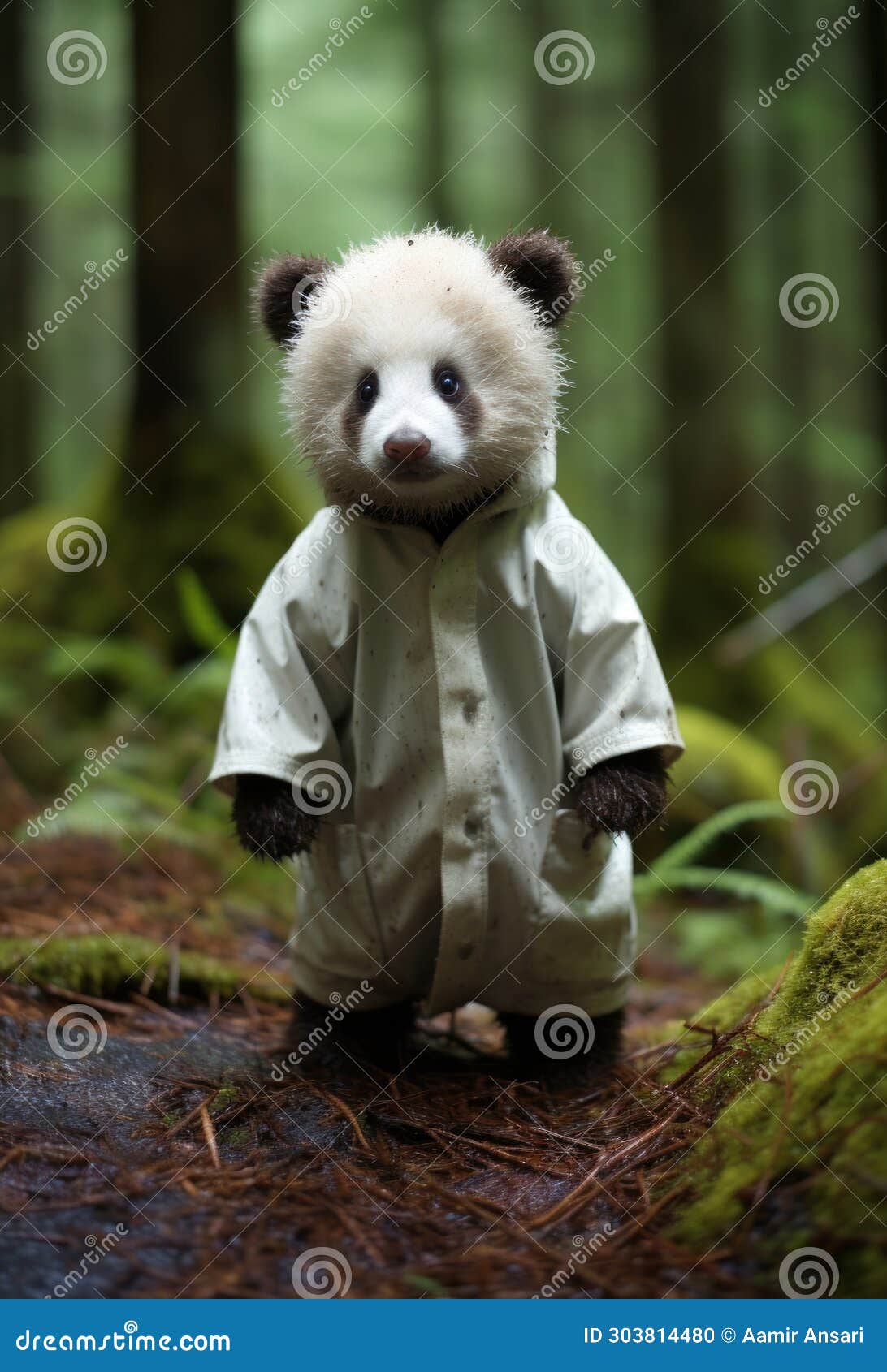 A Cute Baby Panda Standing in a Forest, Baby Wild Animals Concept Stock ...