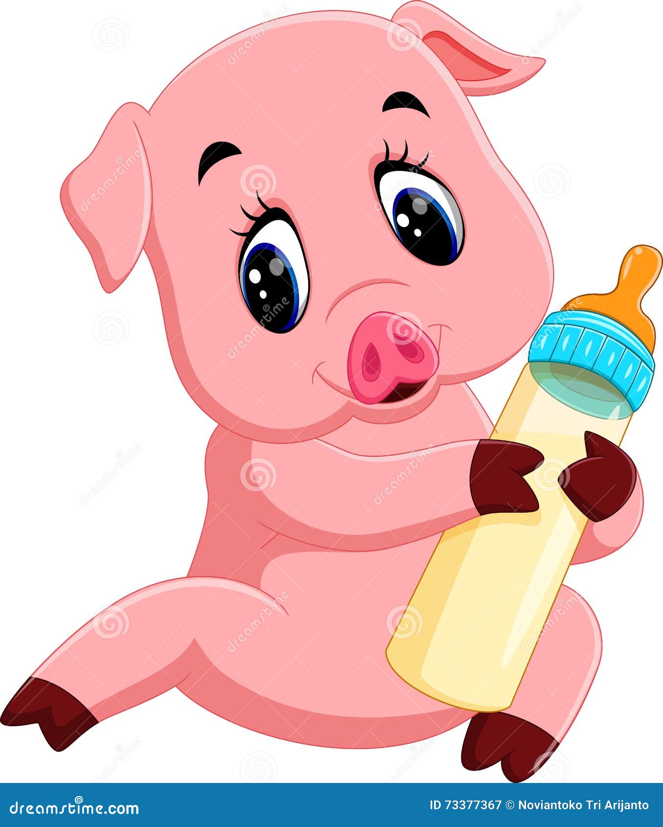 Cute baby pig cartoon stock illustration. Illustration of domestic ...
