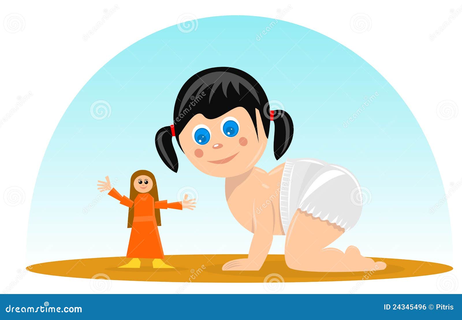 Baby Playing Standing On His Head. Little Child Playing Upside Down ...