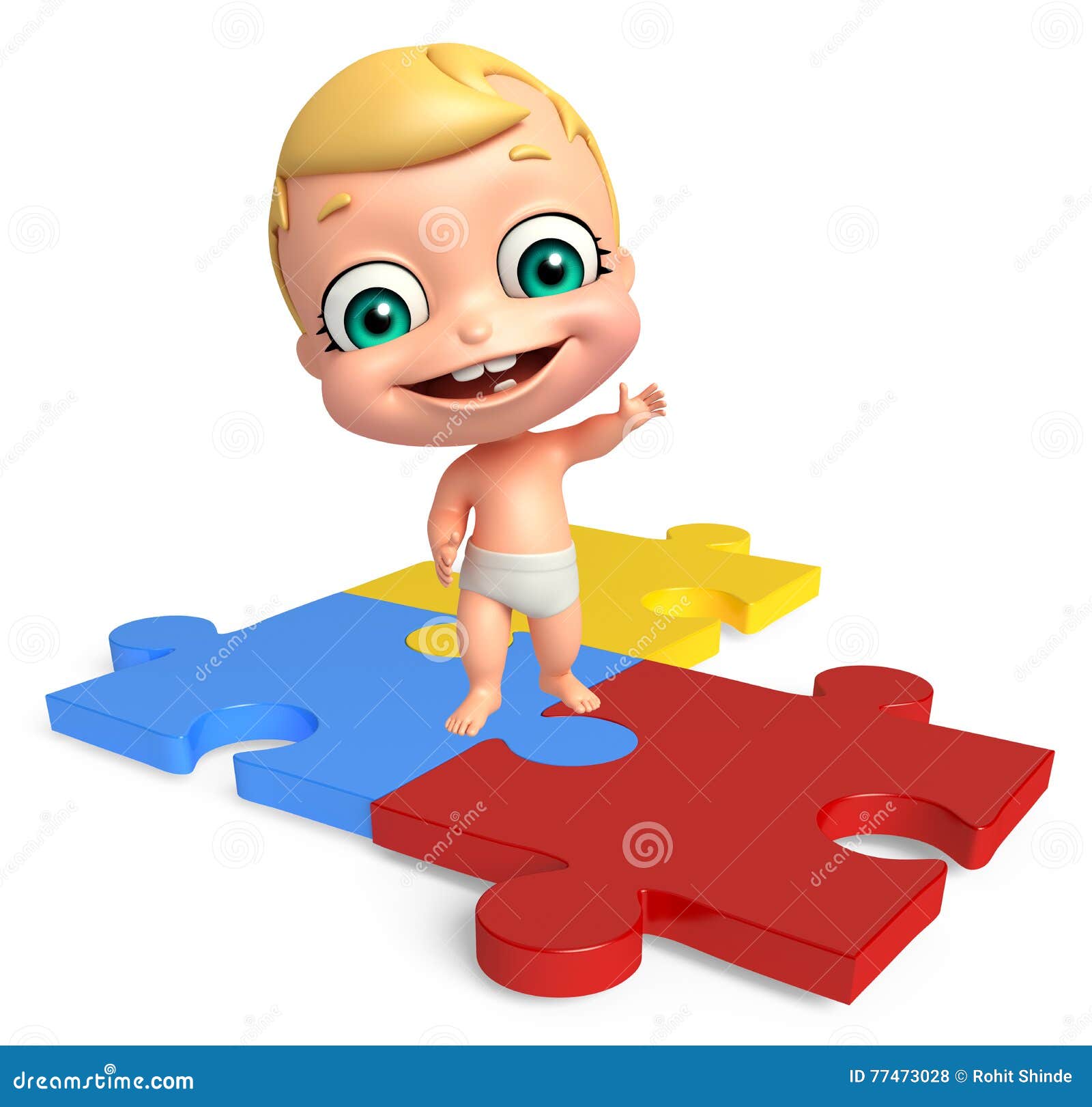 Cute baby with Puzzle stock illustration. Illustration of class - 77473028
