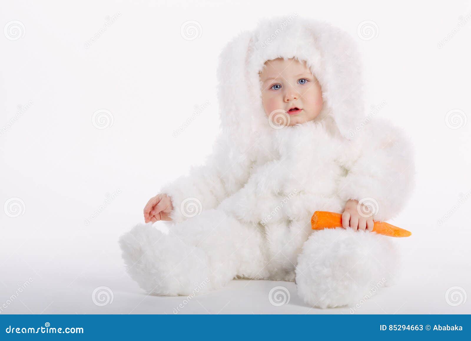 Cute Baby with Rabbit Costume Stock Image - Image of face, girl: 85294663