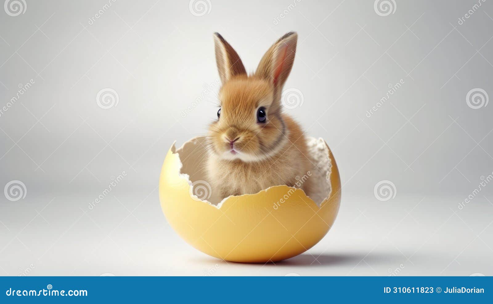 Cute Baby Rabbit Peeking Out of a Cracked Easter Egg on a White ...
