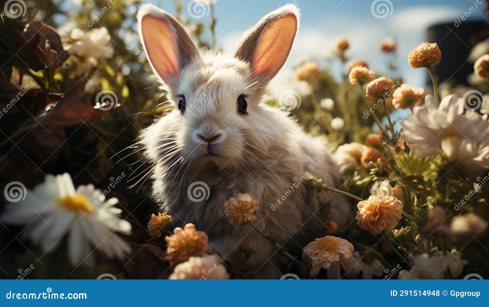 Cute Baby Rabbit Sitting in Grass, Enjoying Springtime Generated by AI ...