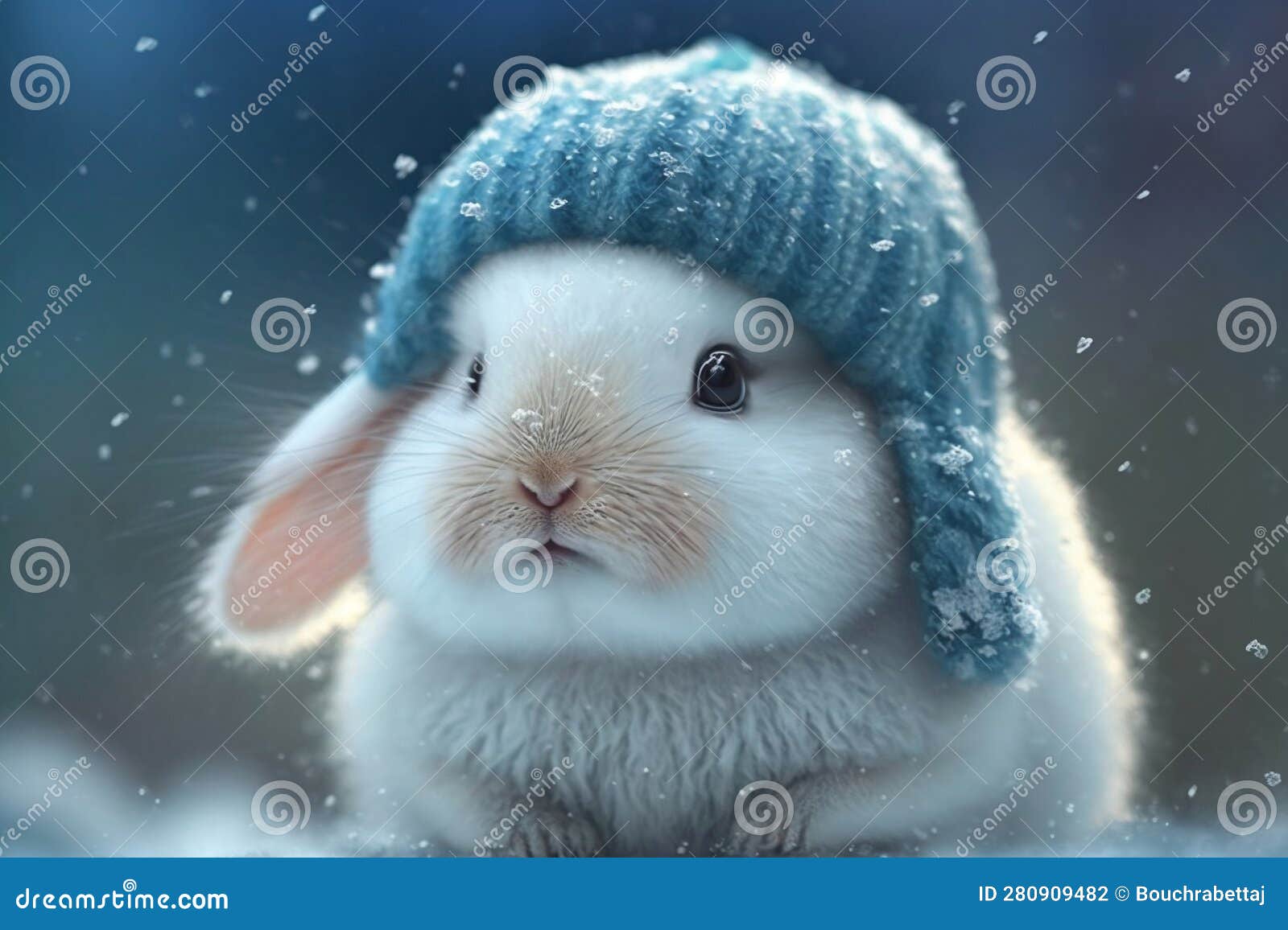 Cute Baby Rabbit Wearing a Hat Stock Illustration - Illustration of ...