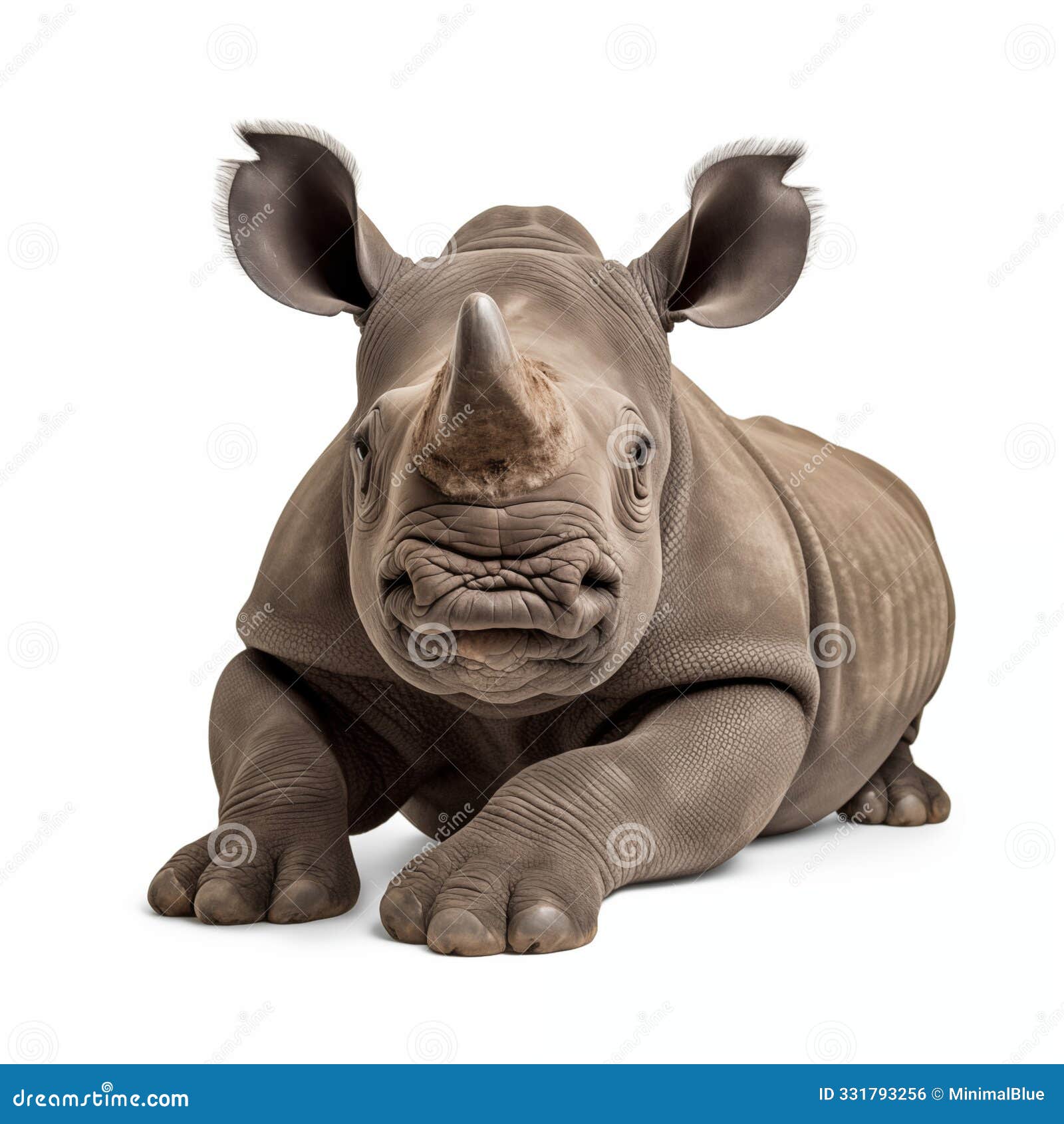 Cute Baby Rhinoceros Resting with Curious Expression Stock Illustration ...