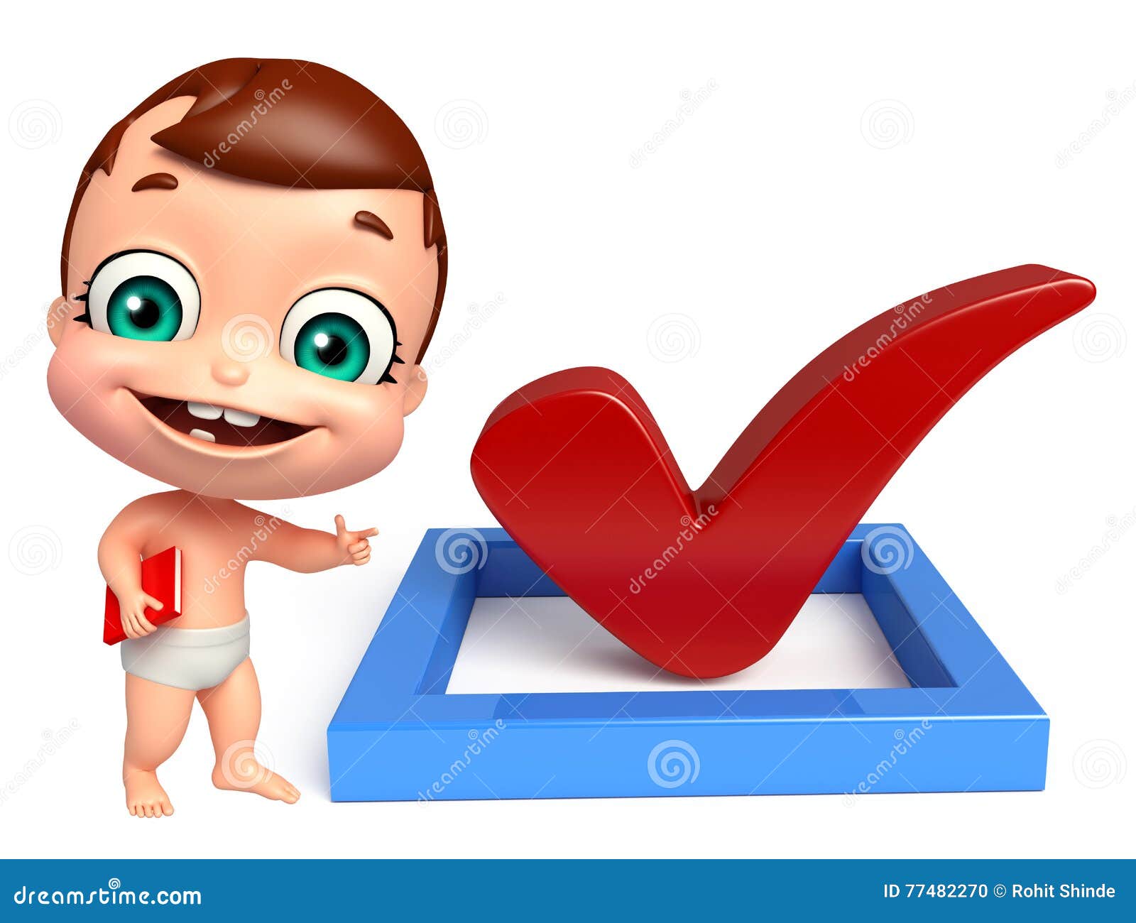 Cute baby with Right sign stock illustration. Illustration of smile ...