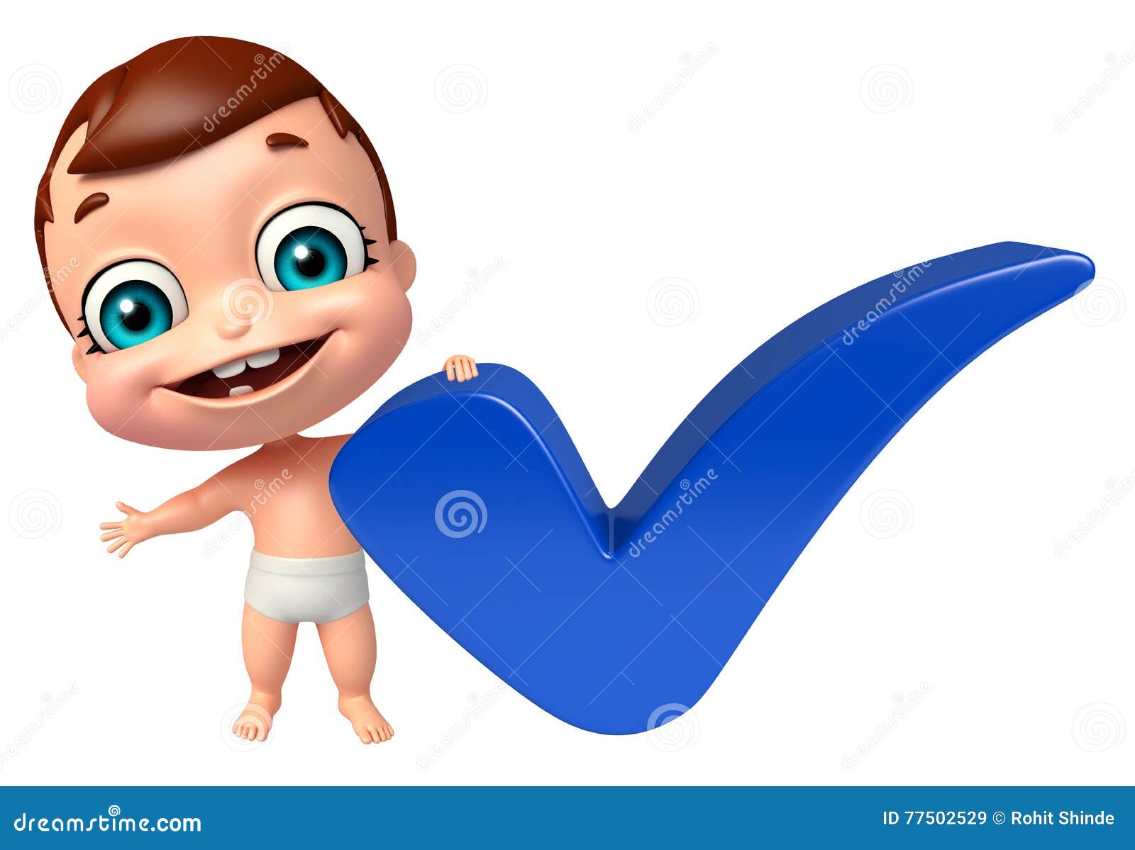 Cute baby with Right sign stock illustration. Illustration of playful ...