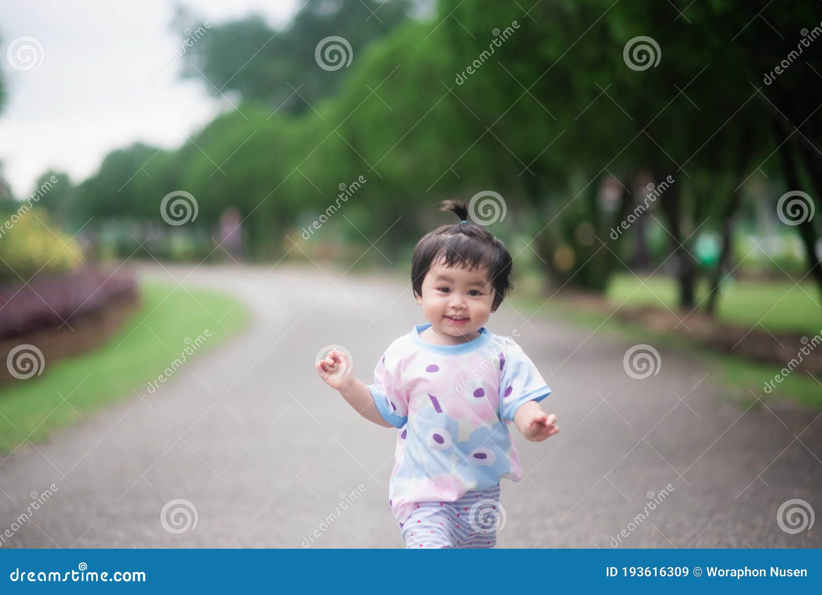 Cute Baby Running in the Garden Stock Image - Image of girl, beautiful ...