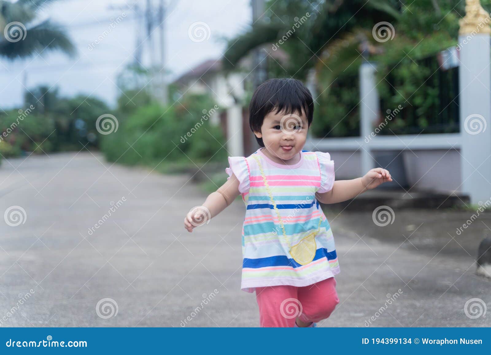 Cute Baby Running on the Road Stock Photo - Image of cute, athlete ...