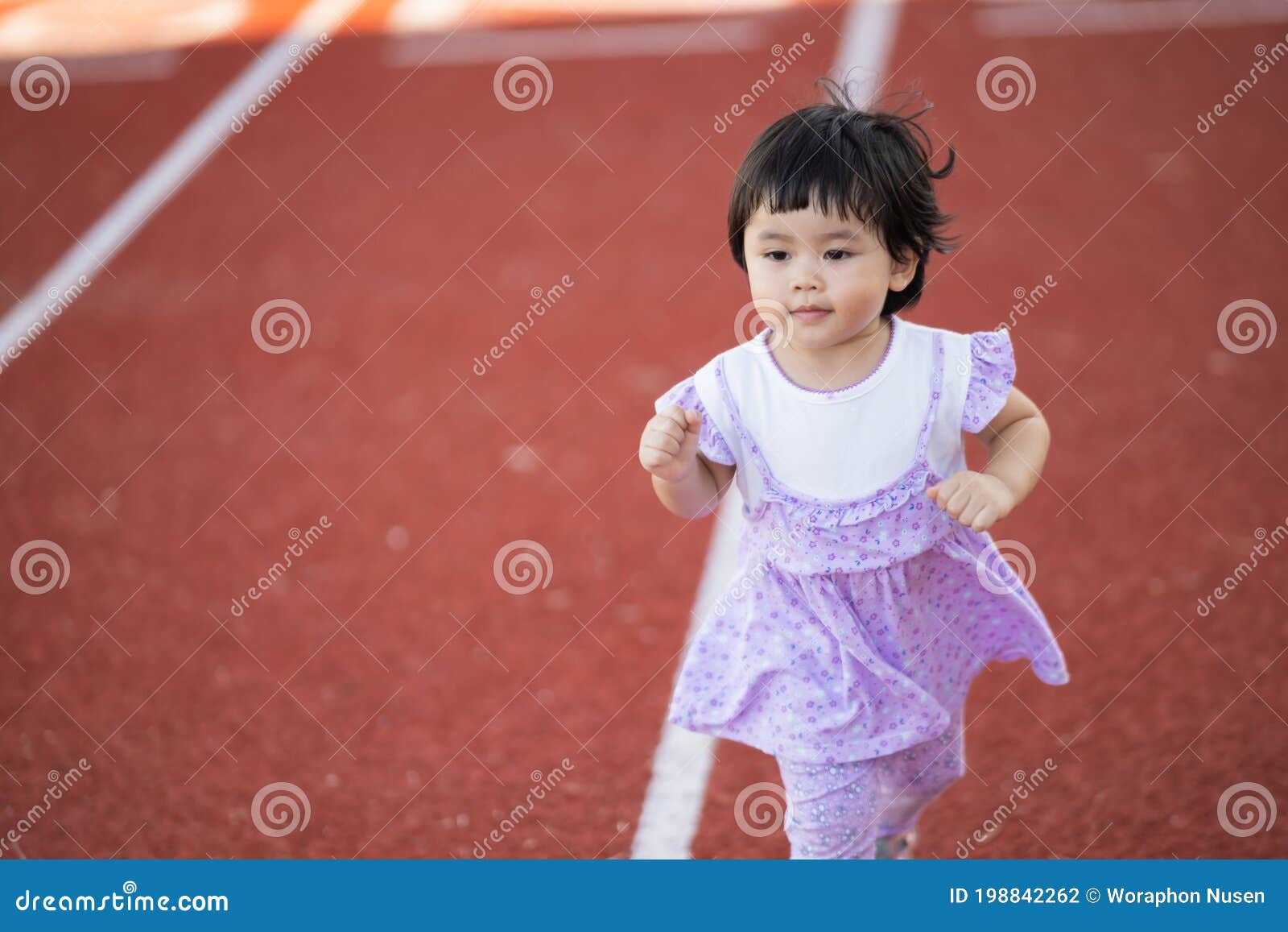 Cute Baby Running at Sport Stadium Stock Photo - Image of lifestyle ...