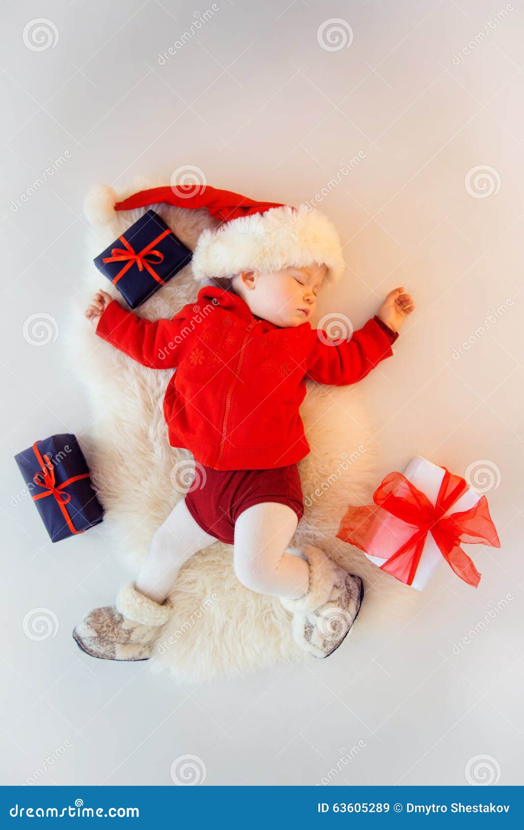 Cute baby santa sleeping stock image. Image of celebration - 63605289