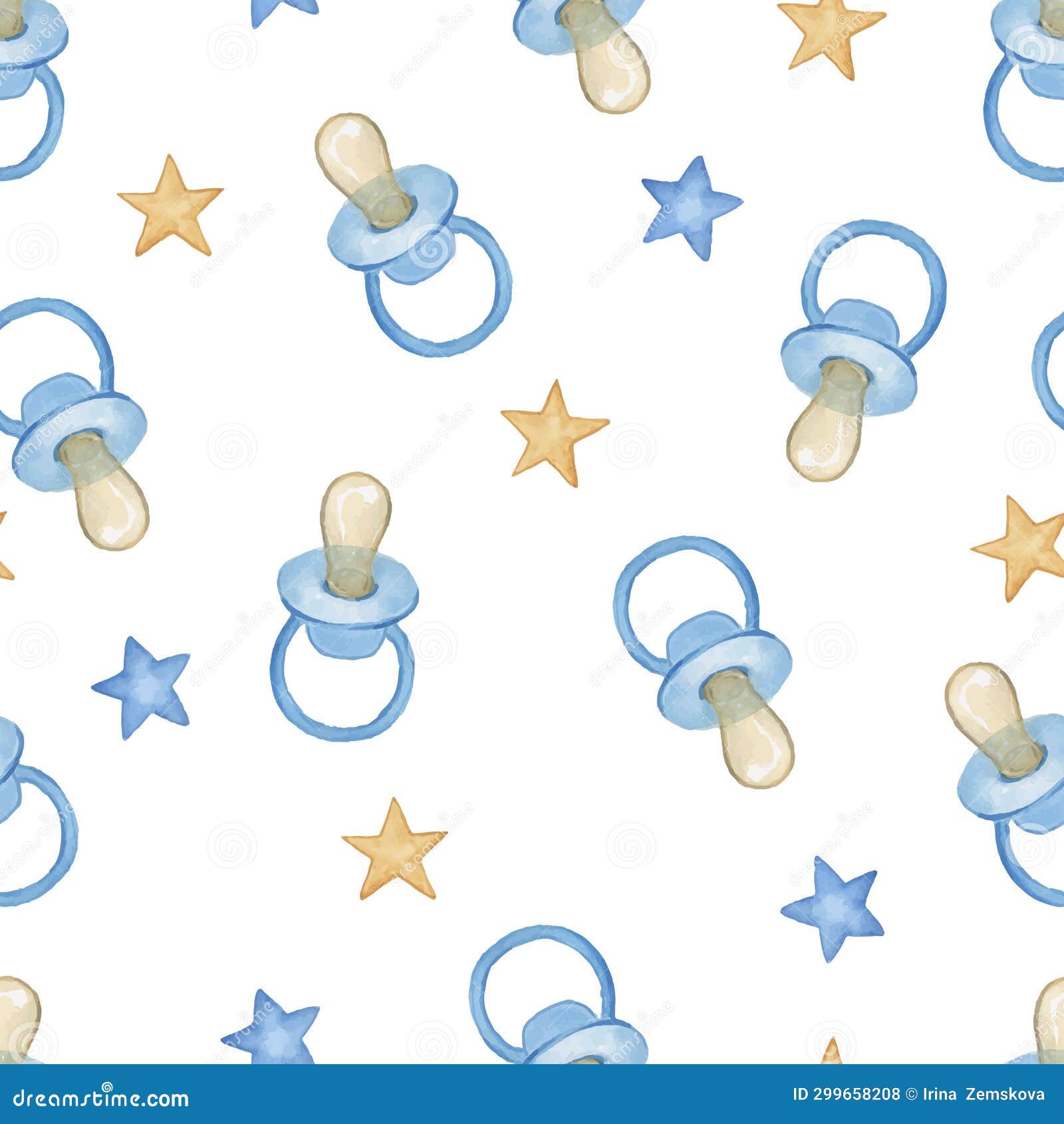 Cute Baby Seamless Pattern with Pacifiers Stock Vector - Illustration ...