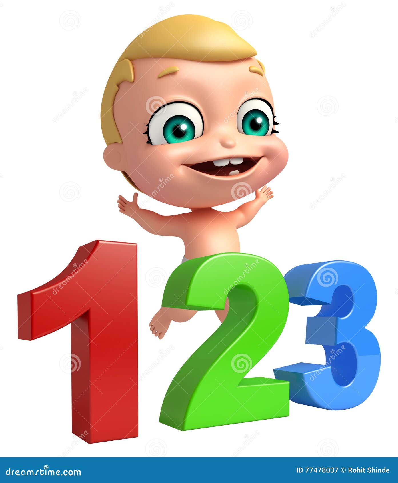 Cute baby with 123 Sign stock illustration. Illustration of study ...