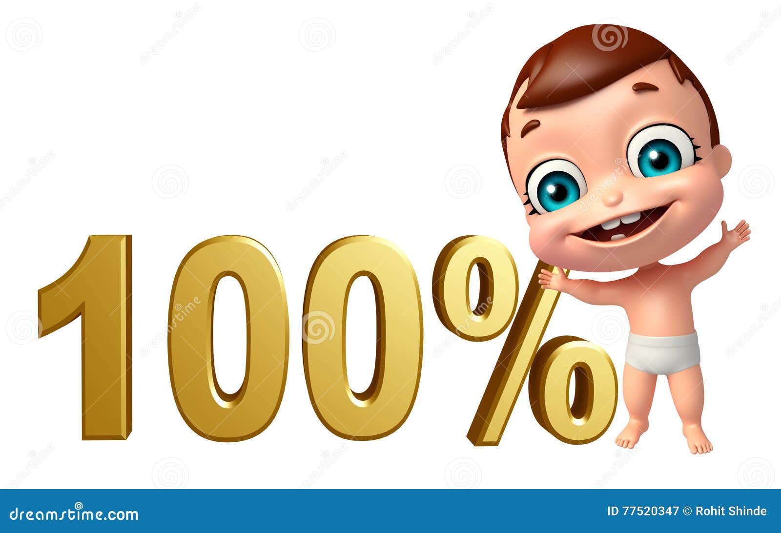 Cute baby with 100 sign stock illustration. Illustration of happy ...