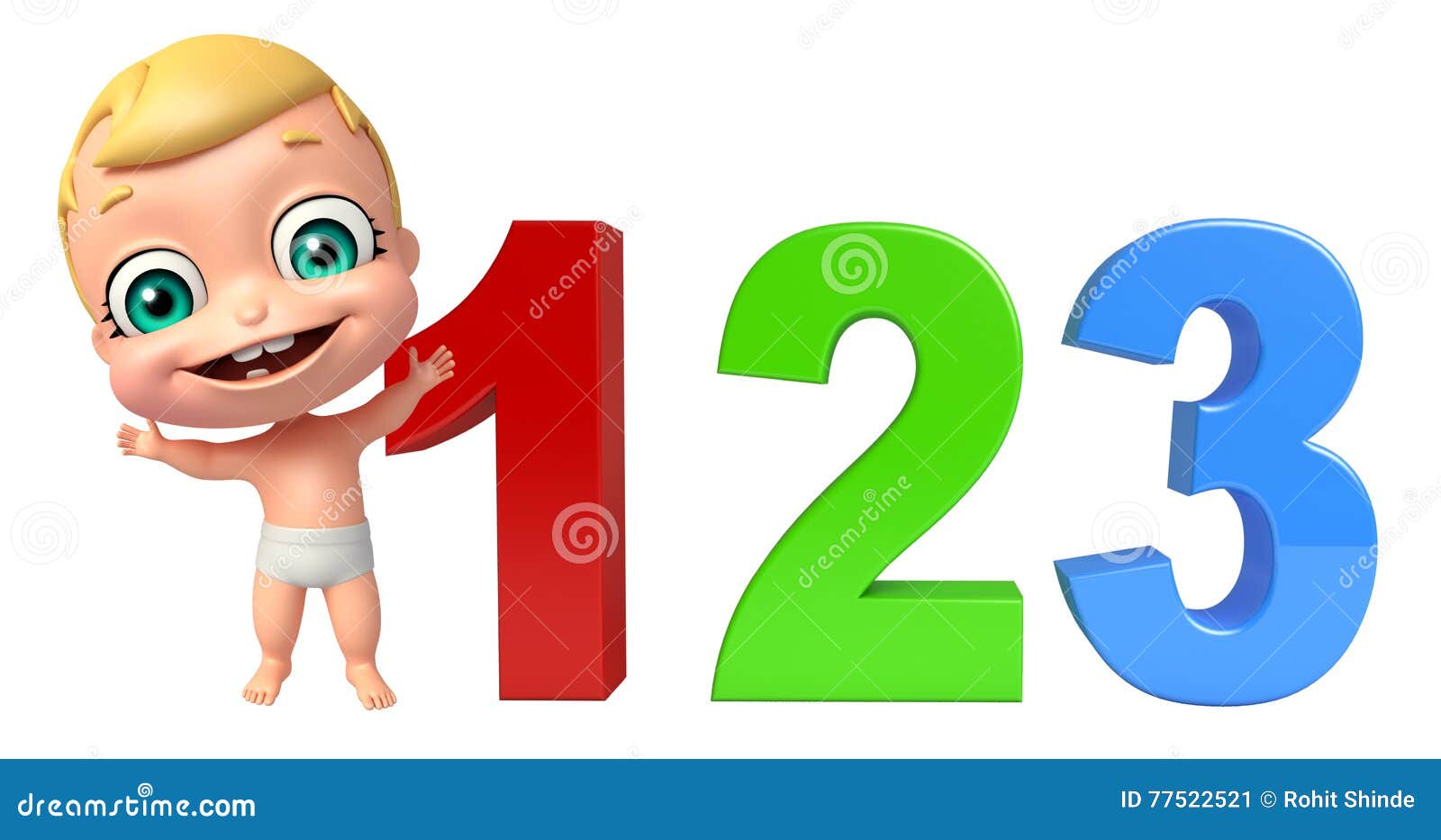 Cute baby with 123 Sign stock illustration. Illustration of young ...