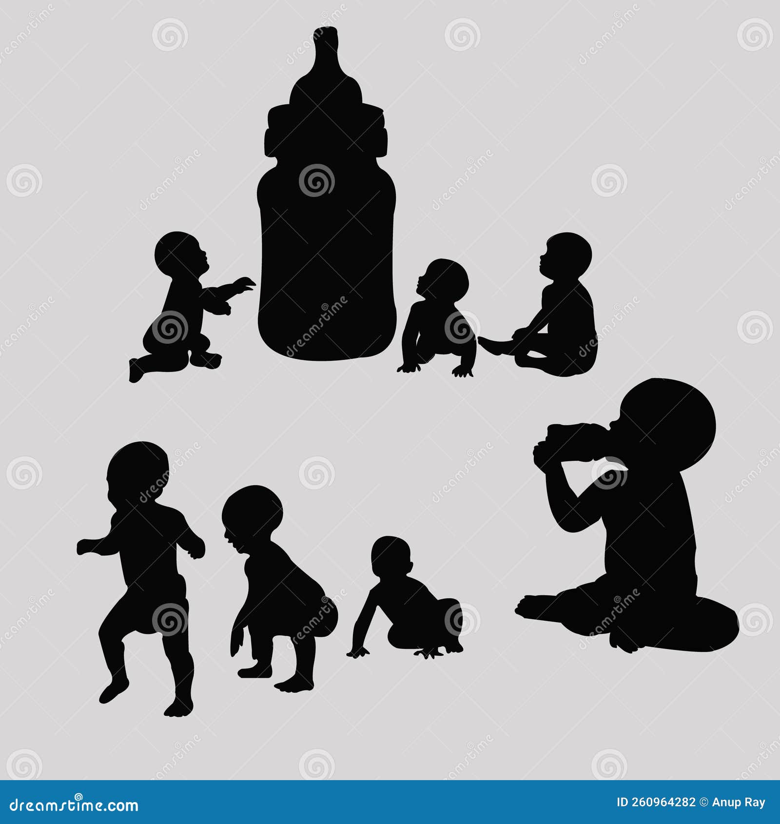Cute Baby Silhouette Vector Art Bundle. Stock Vector - Illustration of ...