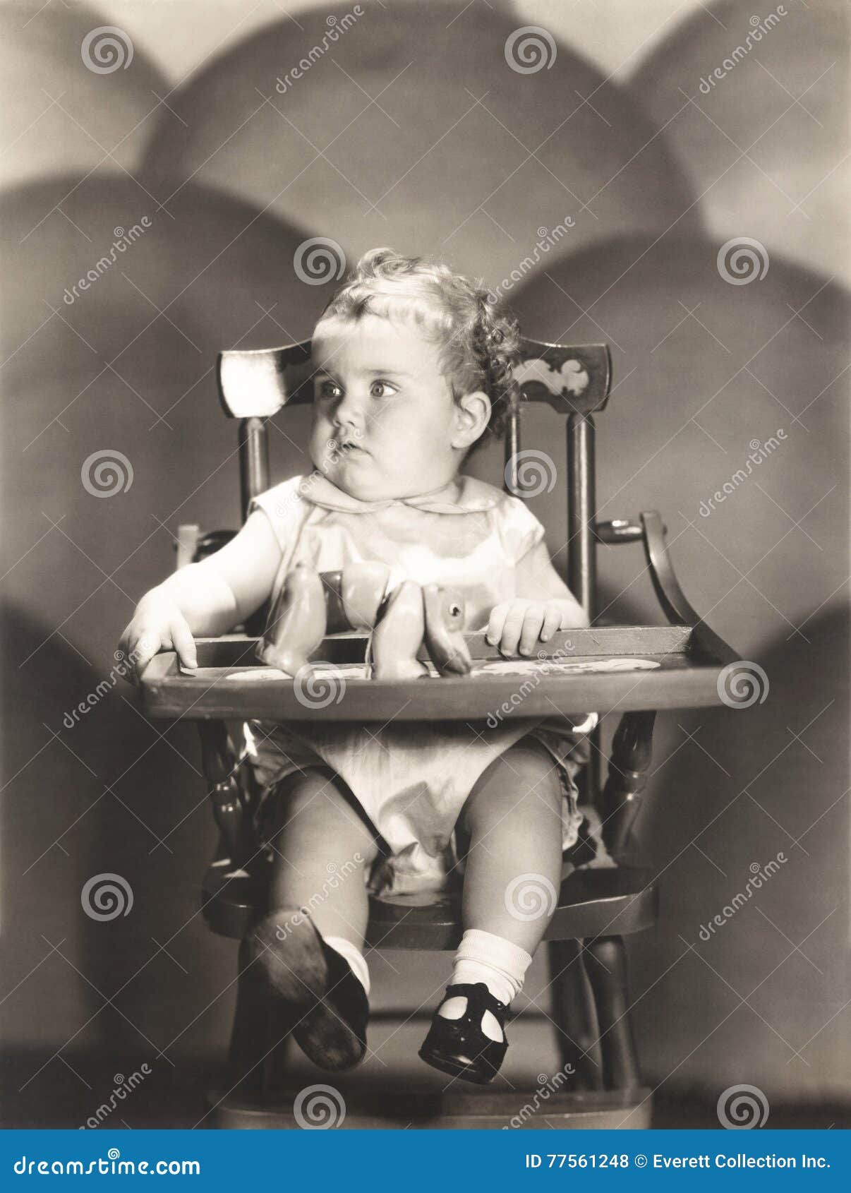 Cute Baby Sitting on High Chair Editorial Stock Photo - Image of ...