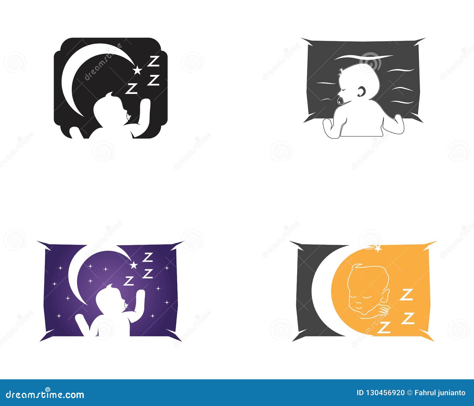 Cute Baby Sleeping Logo Vector Illustration Stock Vector - Illustration ...
