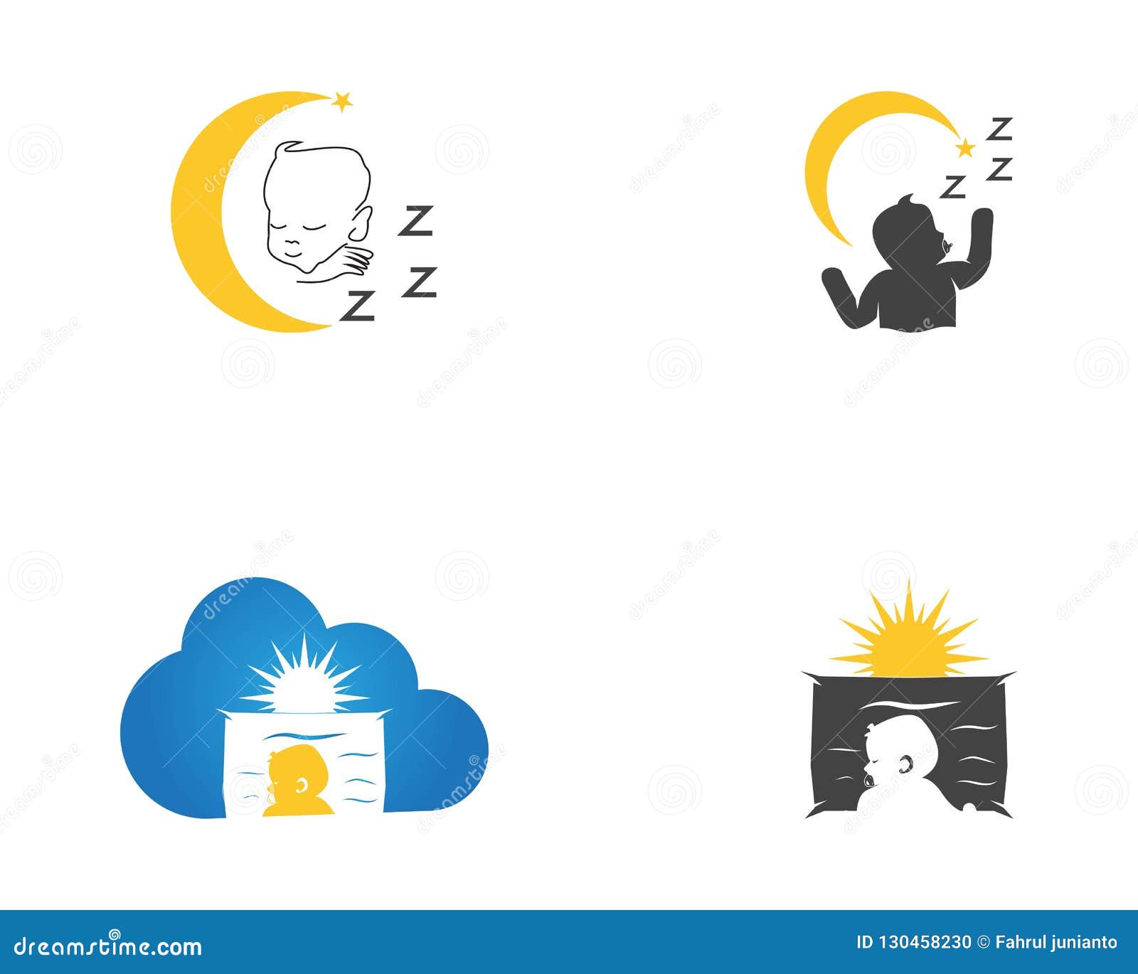 Cute Baby Sleeping Logo Vector Illustration Stock Vector - Illustration ...